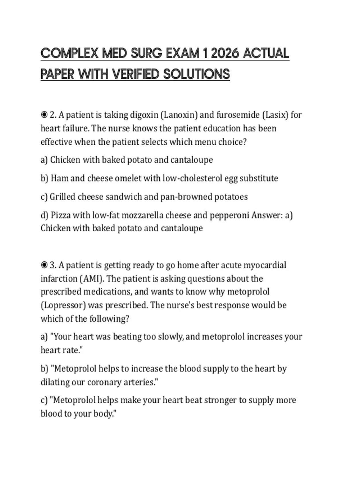 COMPLEX MED SURG EXAM 1 2026 ACTUAL PAPER WITH VERIFIED SOLUTIONS ...