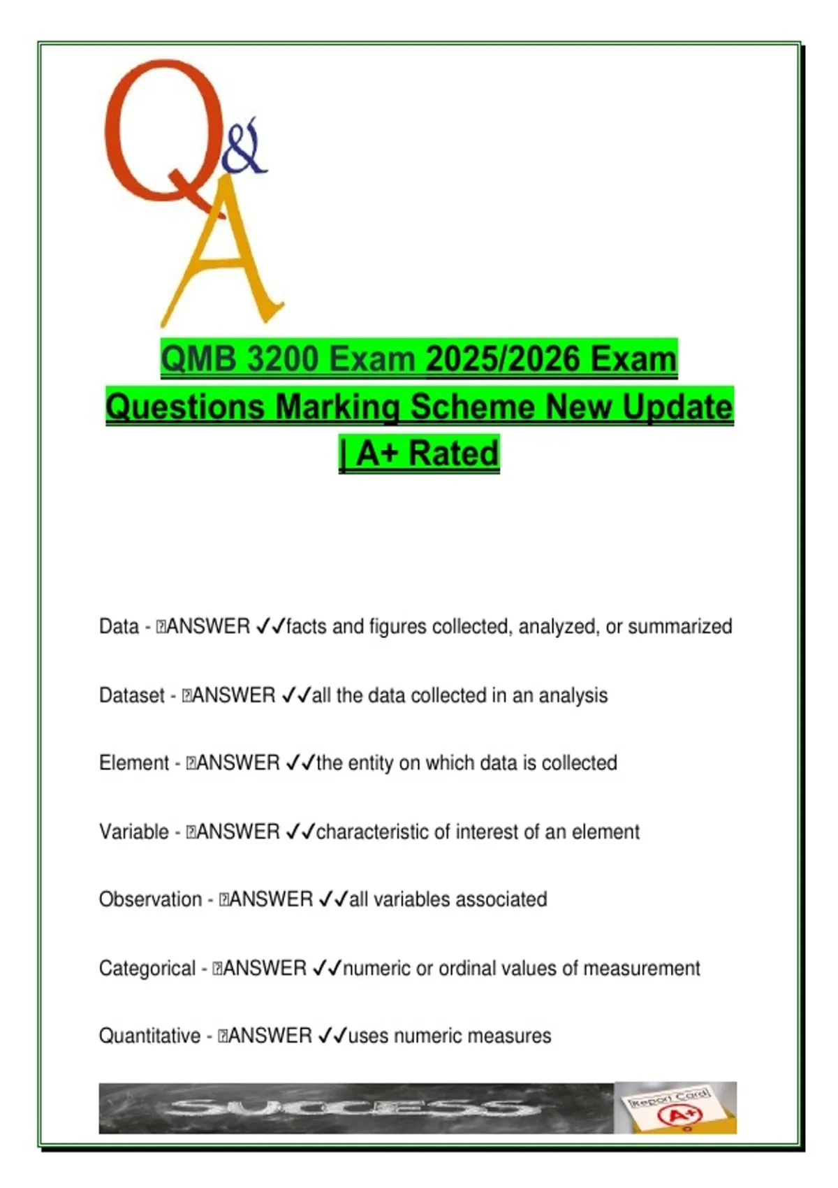QMB 3200 | 100+ Exam Questions & Marking Scheme on Probability ...