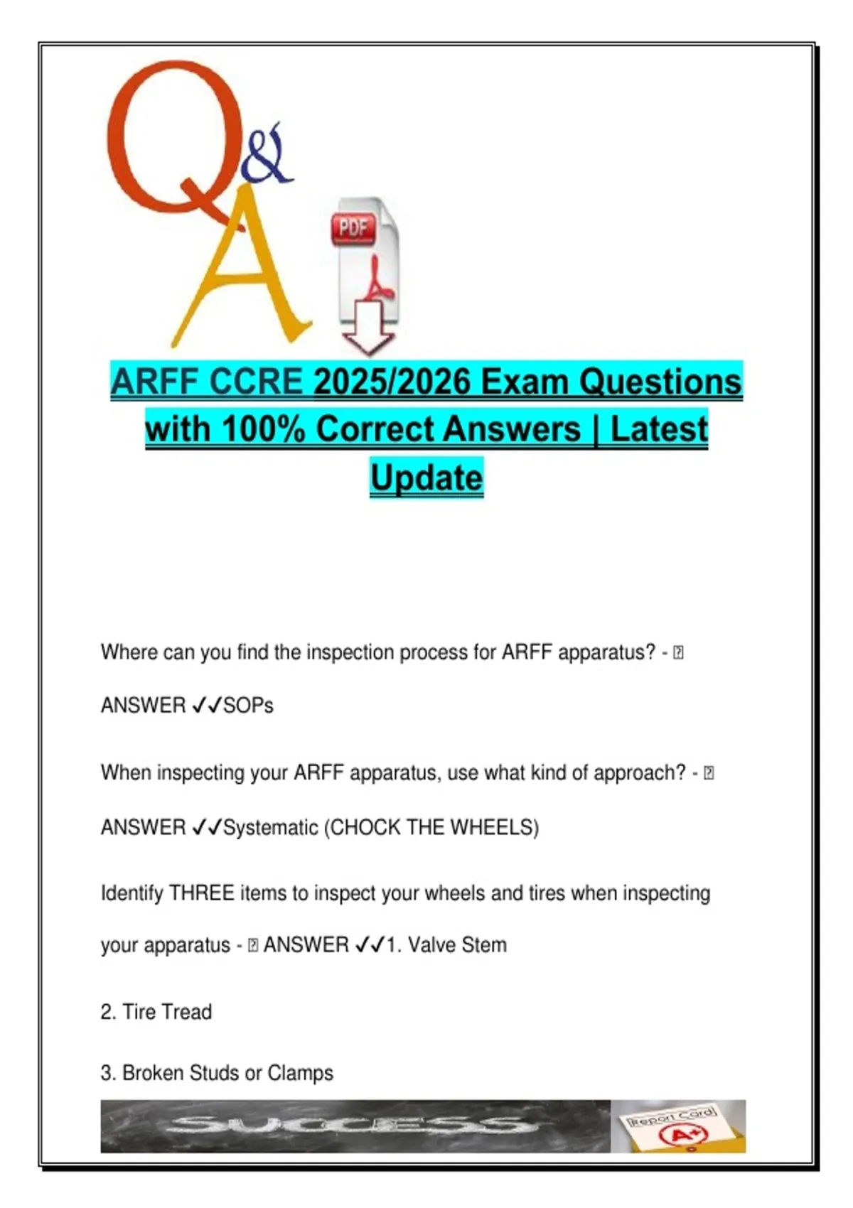 ARFF CCRE 2025/2026 | 100+ Exam Questions with Answers | Foam Systems ...
