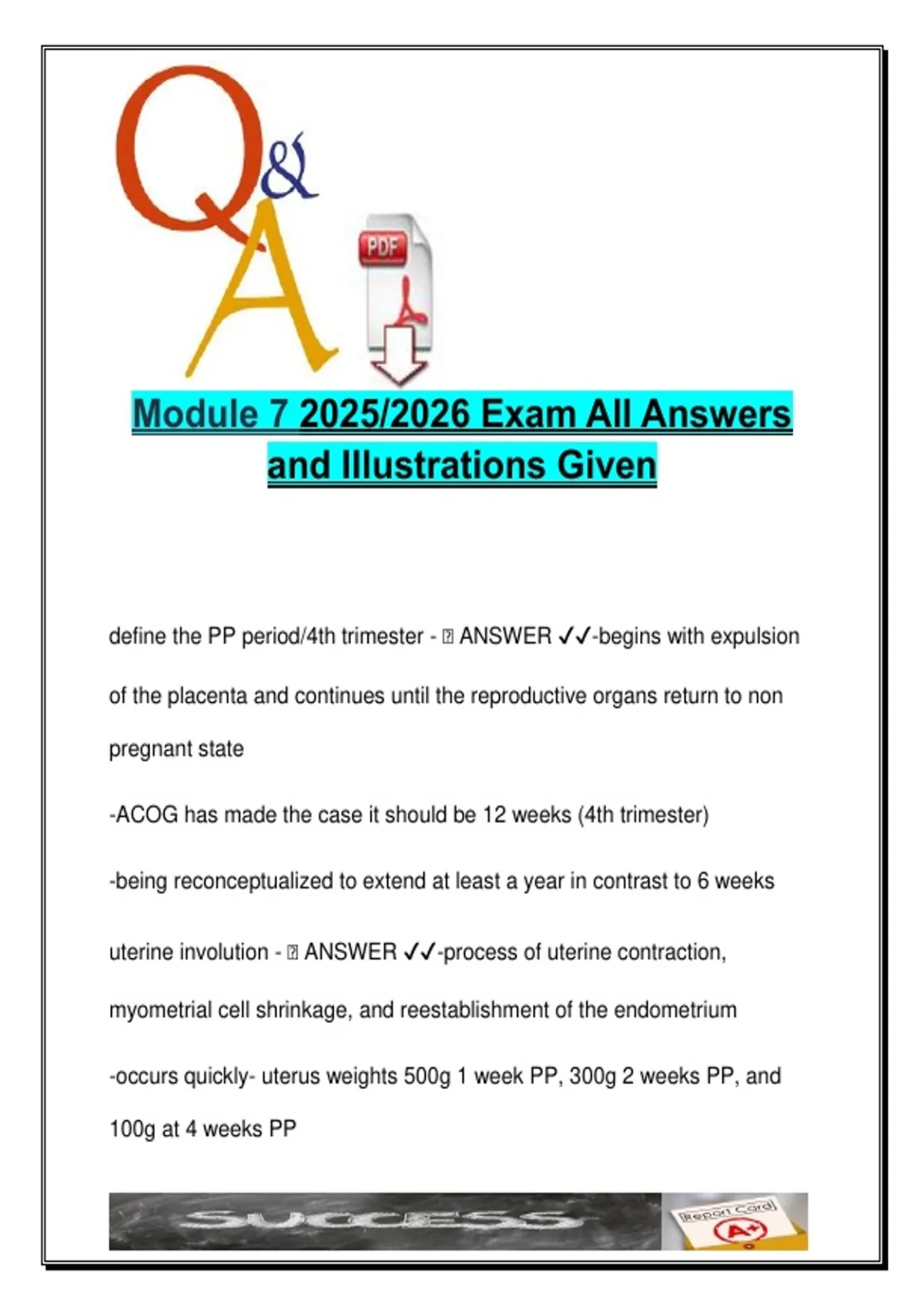 Module 7 Postpartum Care Review 2025/2026 | 120+ Q&A on Lactation ...