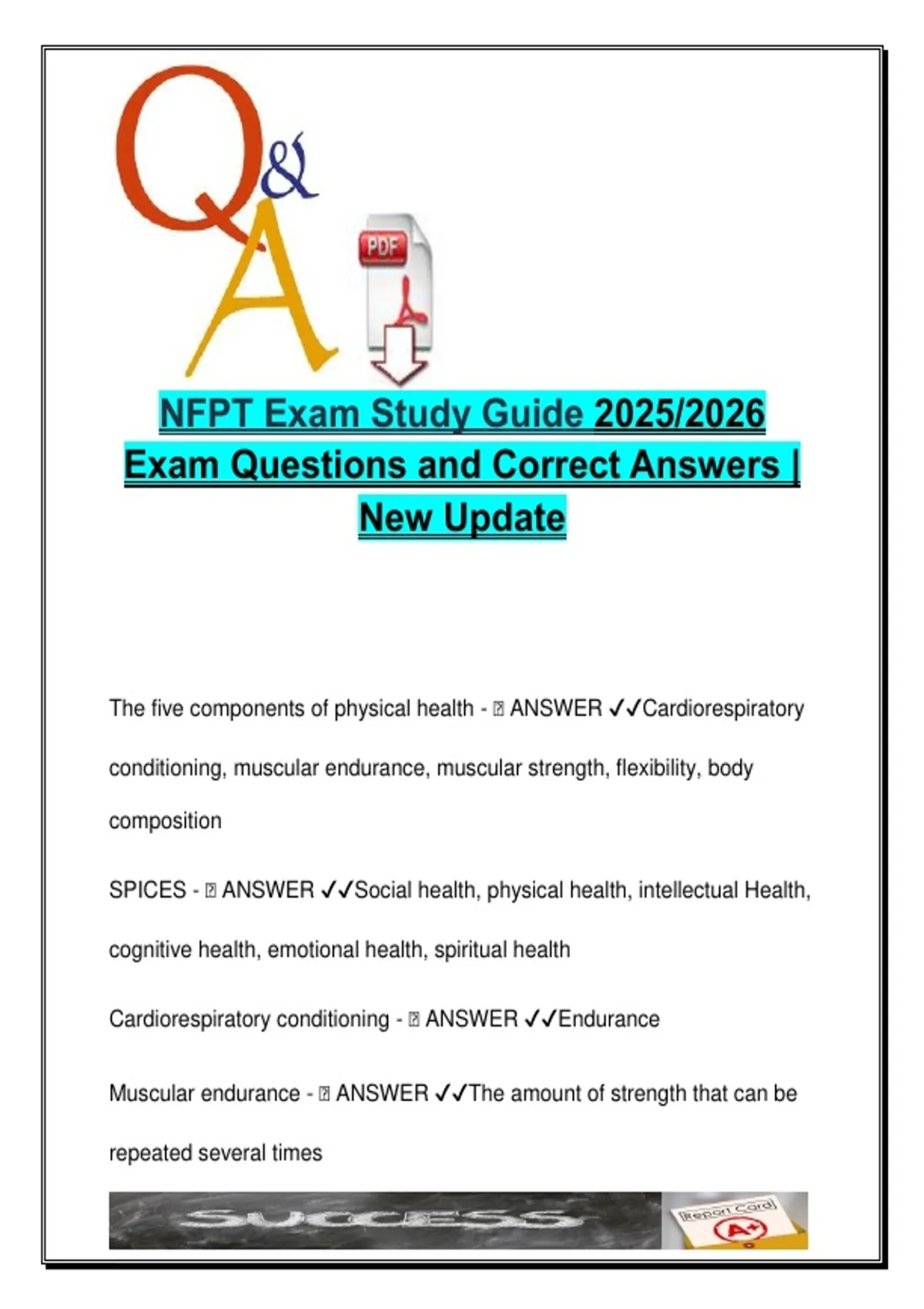 NFPT Exam Study Guide 2025/2026 – 280+ Questions | Anatomy, Physiology ...
