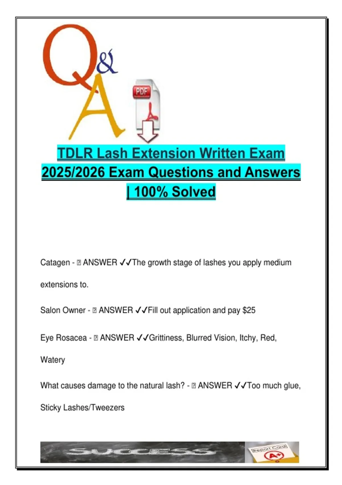 TDLR 2025 Lash Extension Written Exam | COS104 | 100 Questions on Lash ...