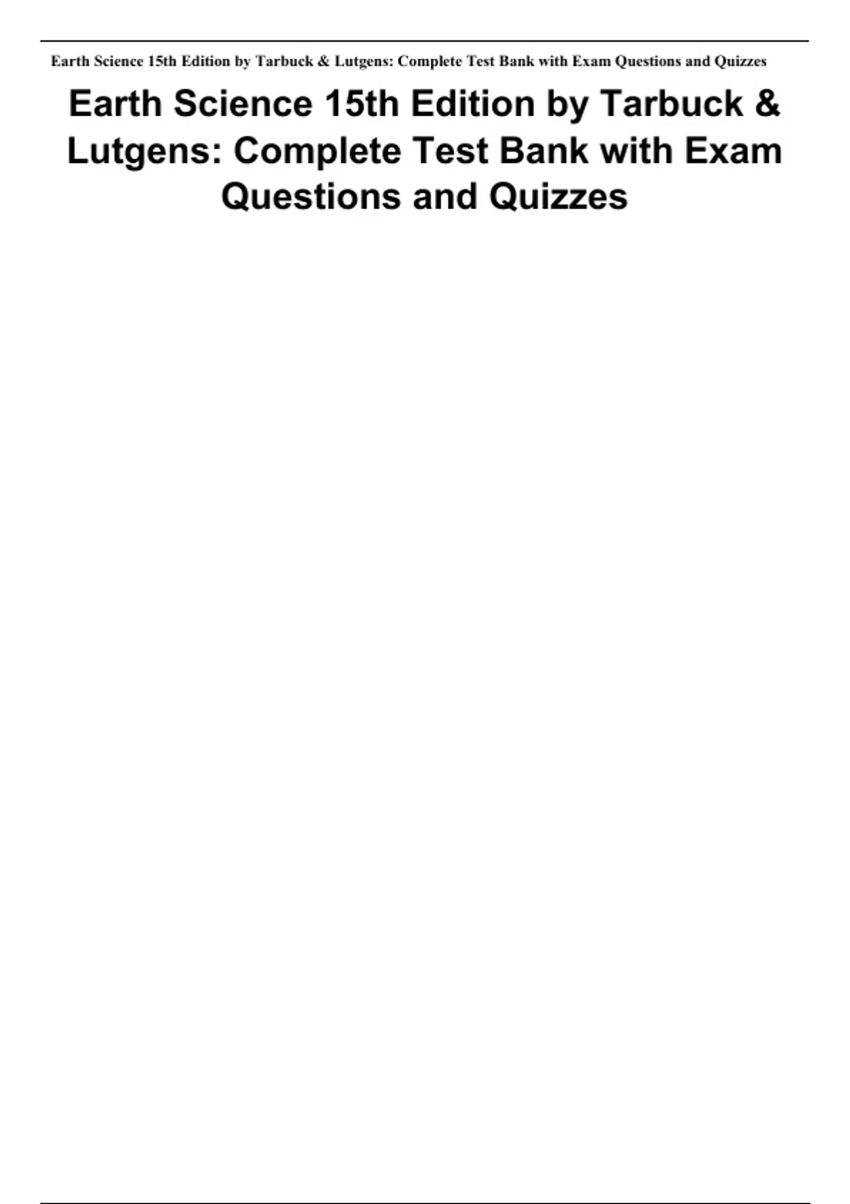 TEST BANK for Earth Science, 15th Edition by Tarbuck and Lutgens ...