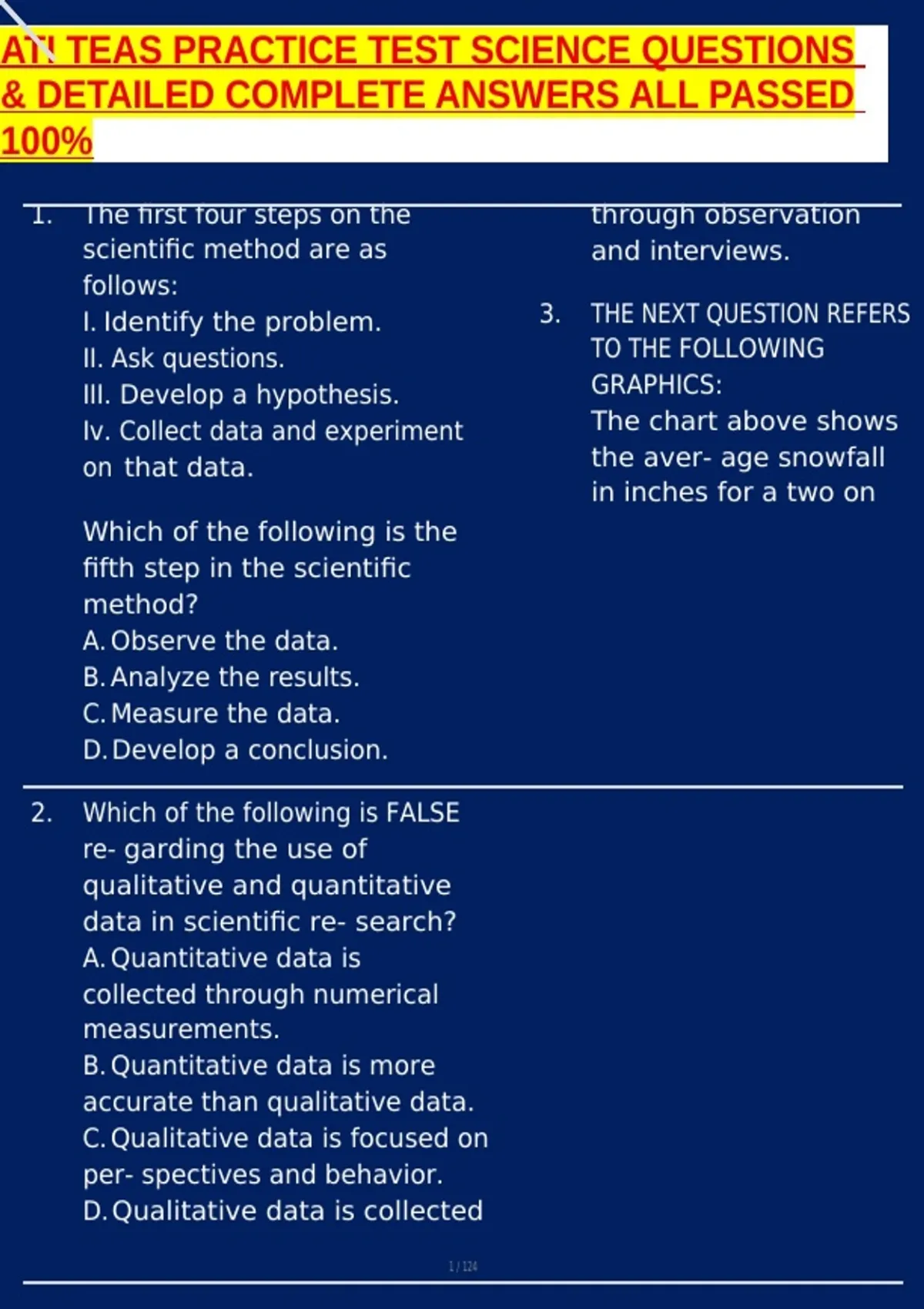 ATI TEAS PRACTICE TEST SCIENCE QUESTIONS & DETAILED COMPLETE ANSWERS ...