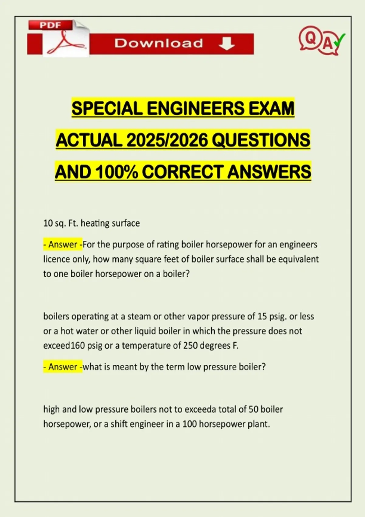 SPECIAL ENGINEERS EXAM ACTUAL 2026 QUESTIONS AND 100% CORRECT ANSWERS ...