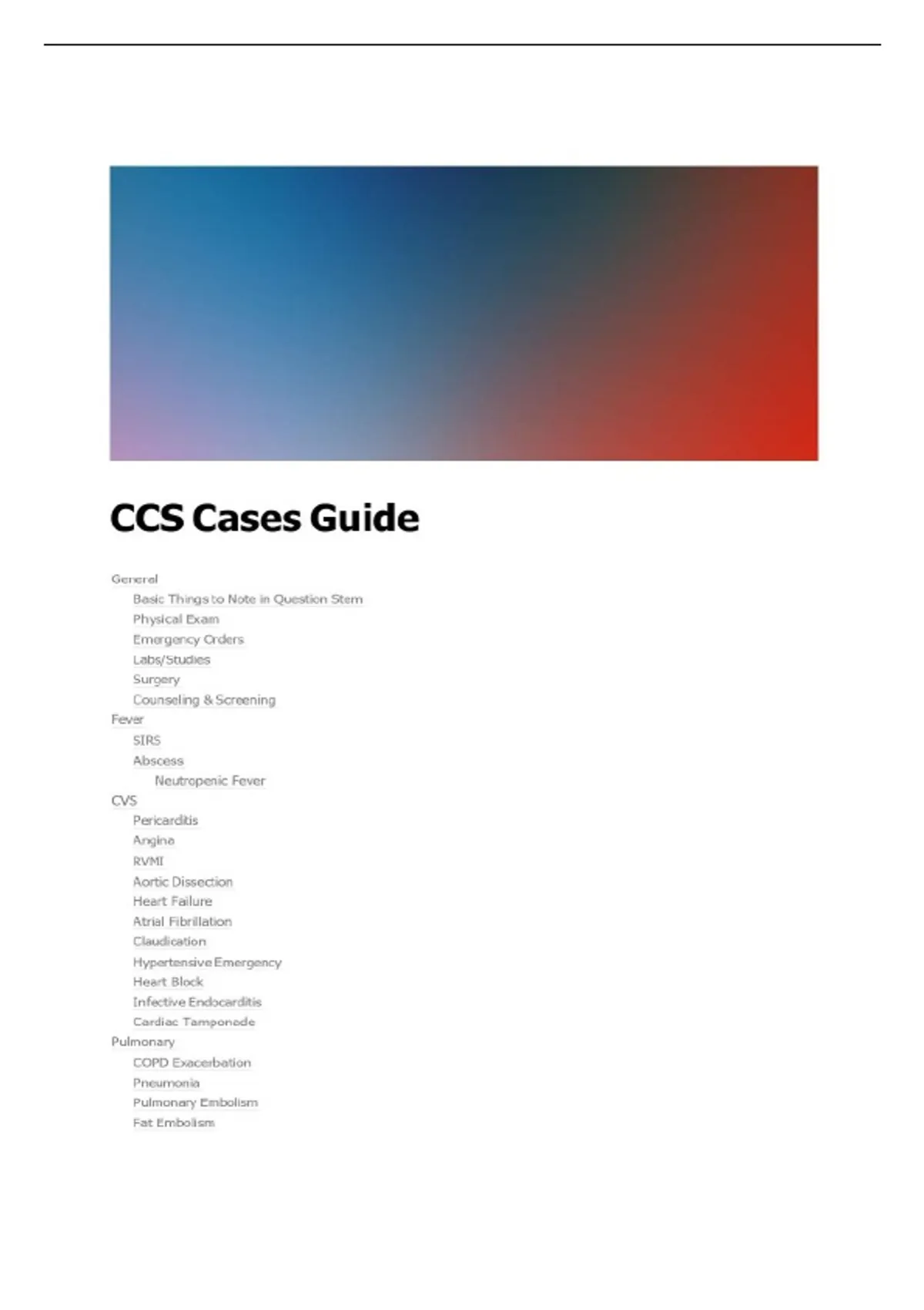 Summary CCS Cases Guide USMLE Step 3: Key Clinical Insights and ...