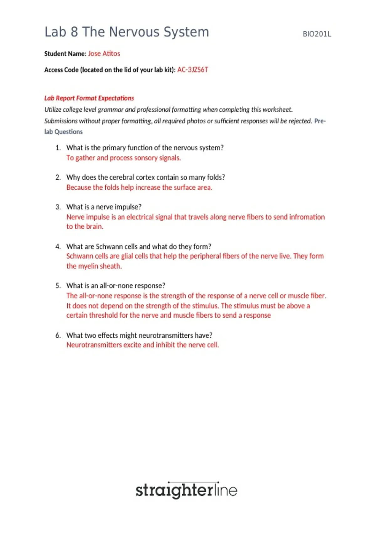 BIO201 Lab 8 PDF Questions and Answers 2025/ 2026 - Biology - Stuvia US