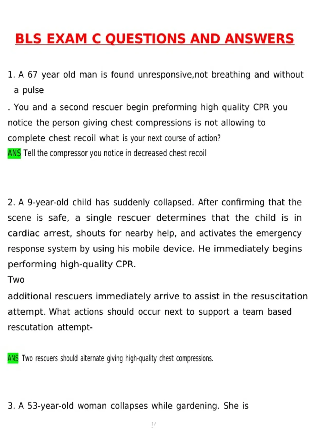 BLS EXAM C Latest Actual 2026 Questions and Verified Answers (2026 / ...