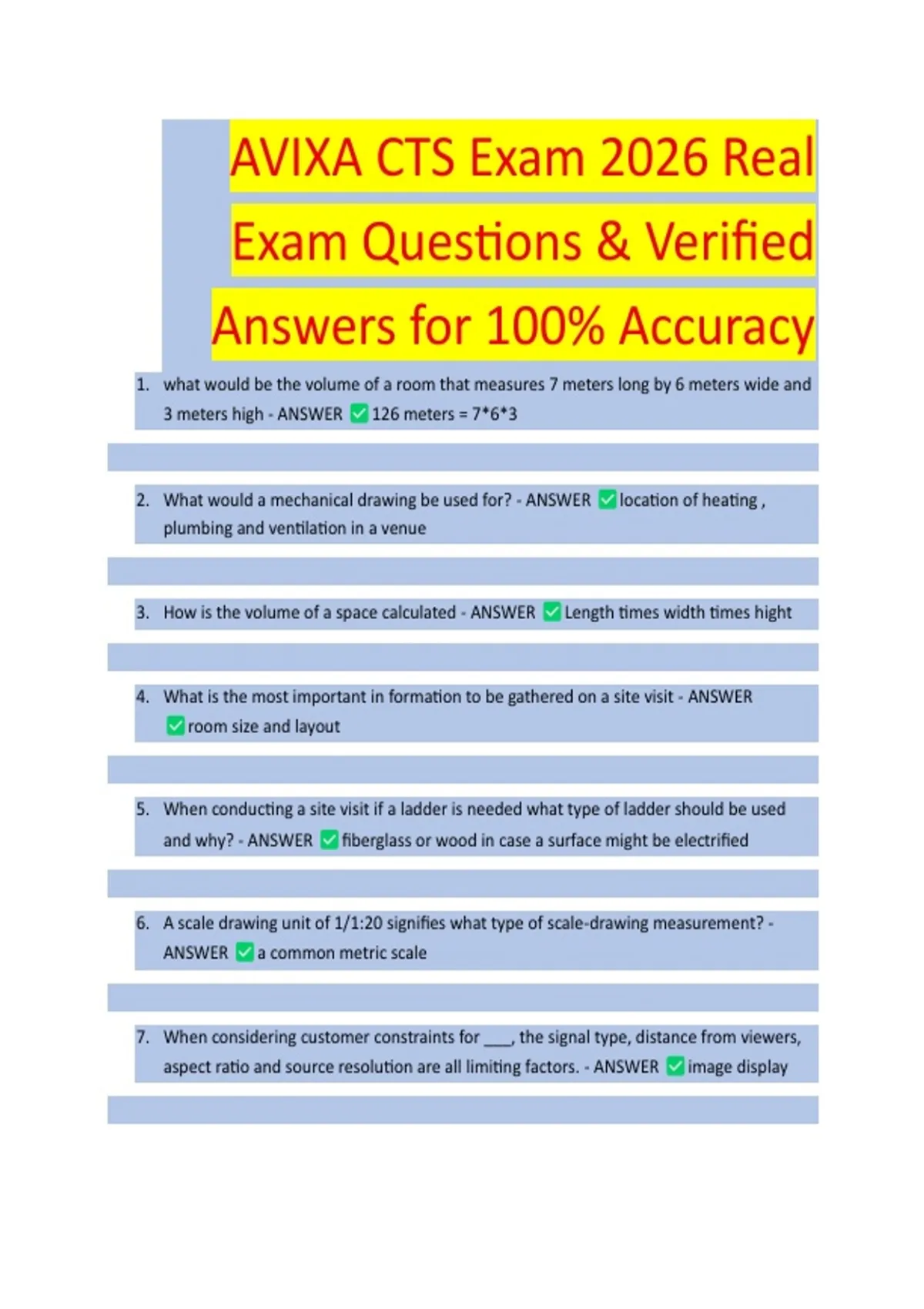 AVIXA CTS Exam 2026 Real Exam Questions – EXAM STUDY GUIDE 2026/2027 ...