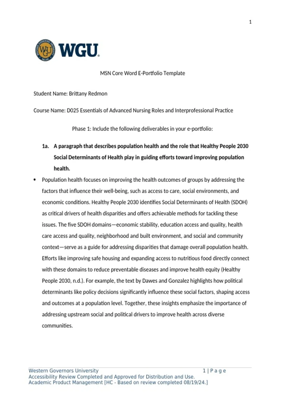 WGU : D025 Essentials of Advanced Nursing Roles and Interprofessional ...