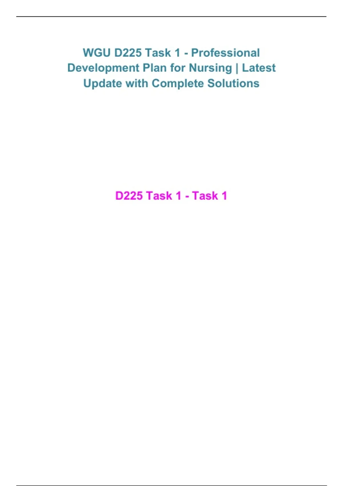 WGU D225 Task 1 Professional Development Plan for Nursing | Western ...