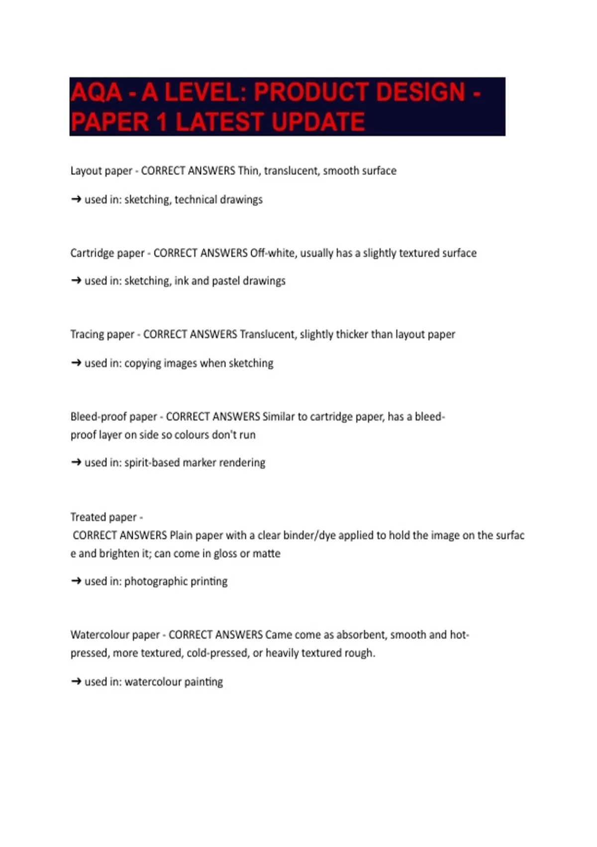 AQA - A LEVEL: PRODUCT DESIGN - PAPER 1 LATEST UPDATE - A LEVEL DESIGN ...