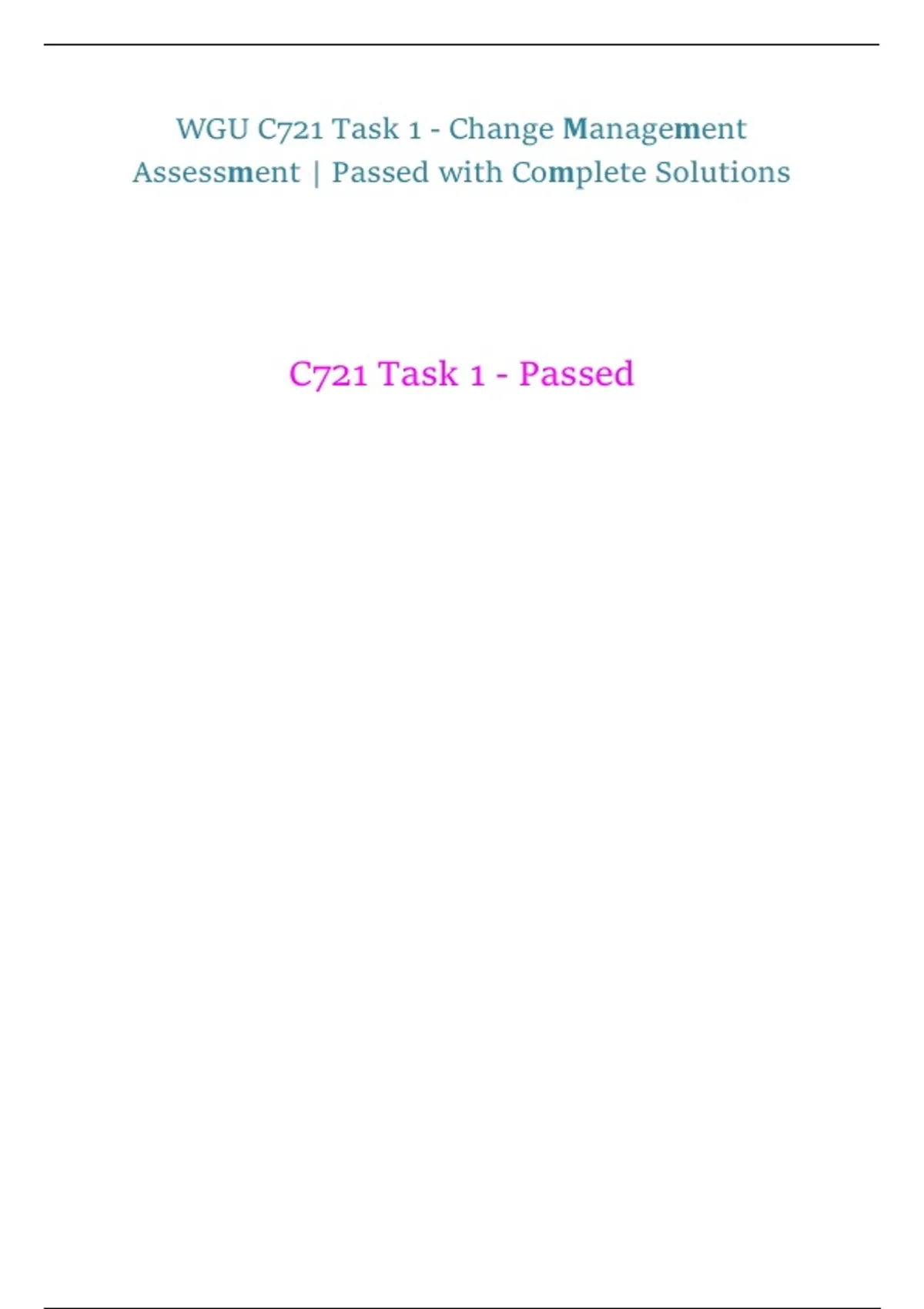 WGU C721 Task 1 Change Management Assessment | Western Governors ...