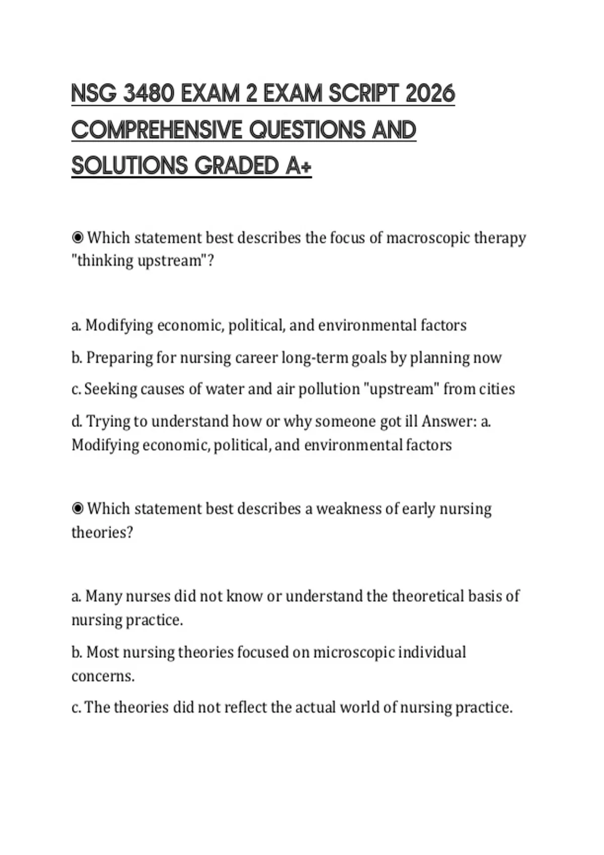 NSG 3480 EXAM 2 EXAM SCRIPT 2026 COMPREHENSIVE QUESTIONS AND SOLUTIONS ...