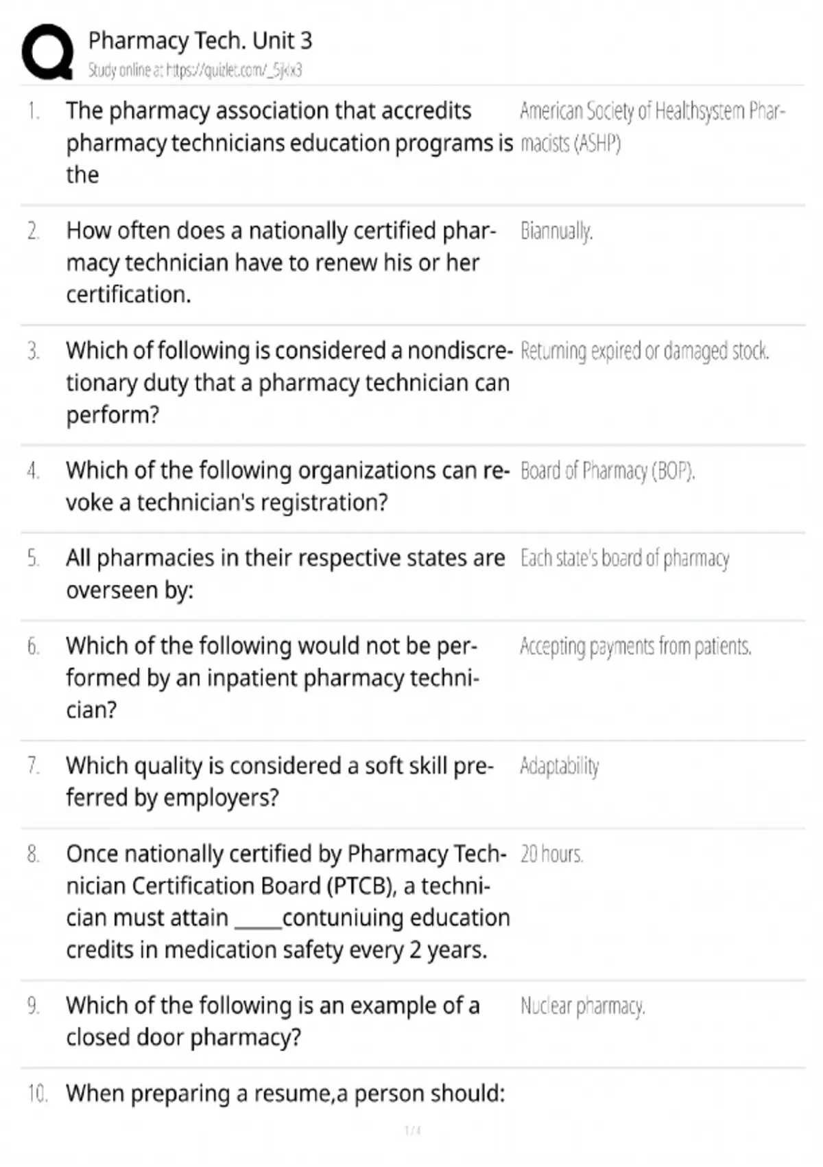 Pharmacy Technician Unit 3 / Prescription Processing & Calculations ...