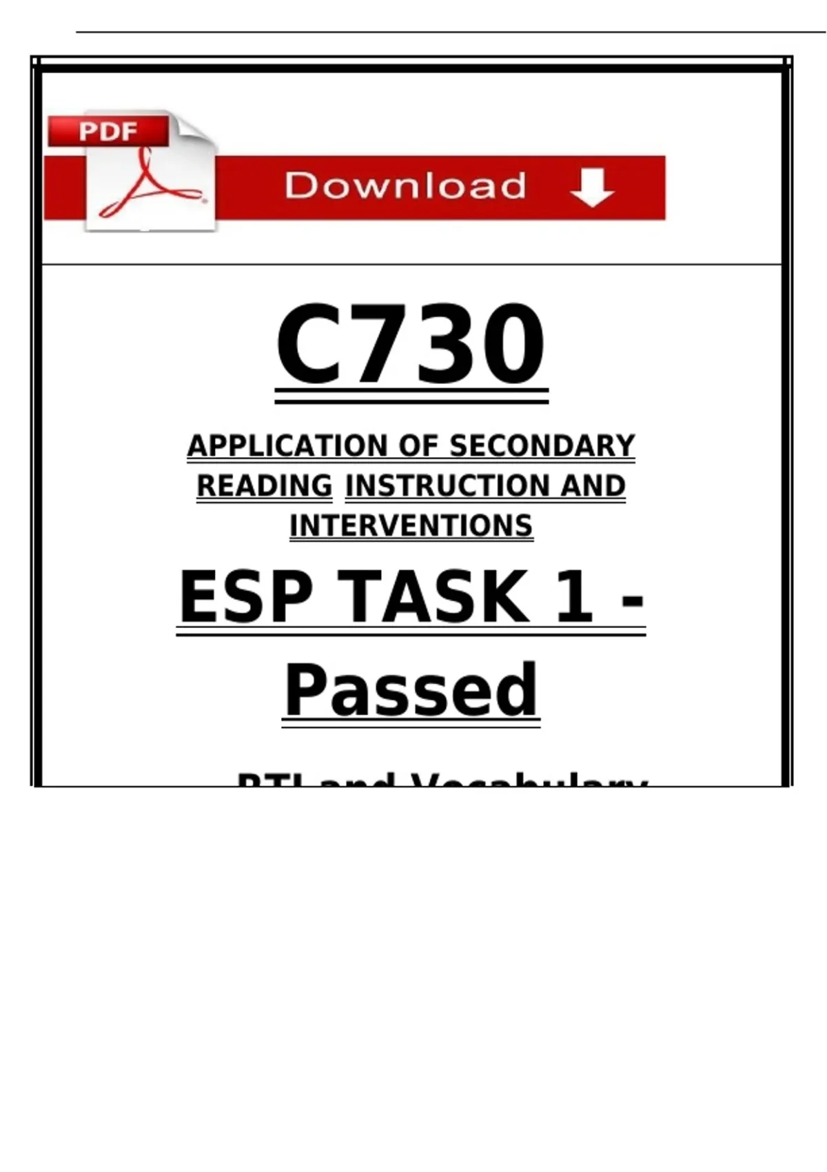 C730 ESP Task 1 Passed (2026) | RTI & Vocabulary | WGU - C730 - Stuvia US