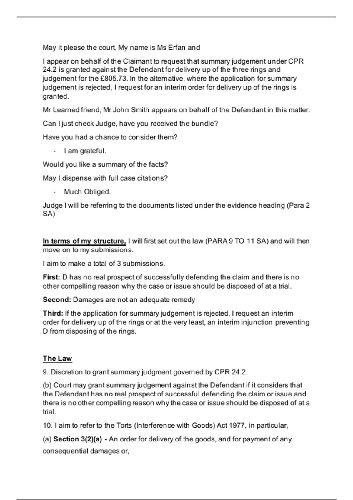 Civil Litigation Advocacy Exam – Skeleton Argument & Full Oral ...