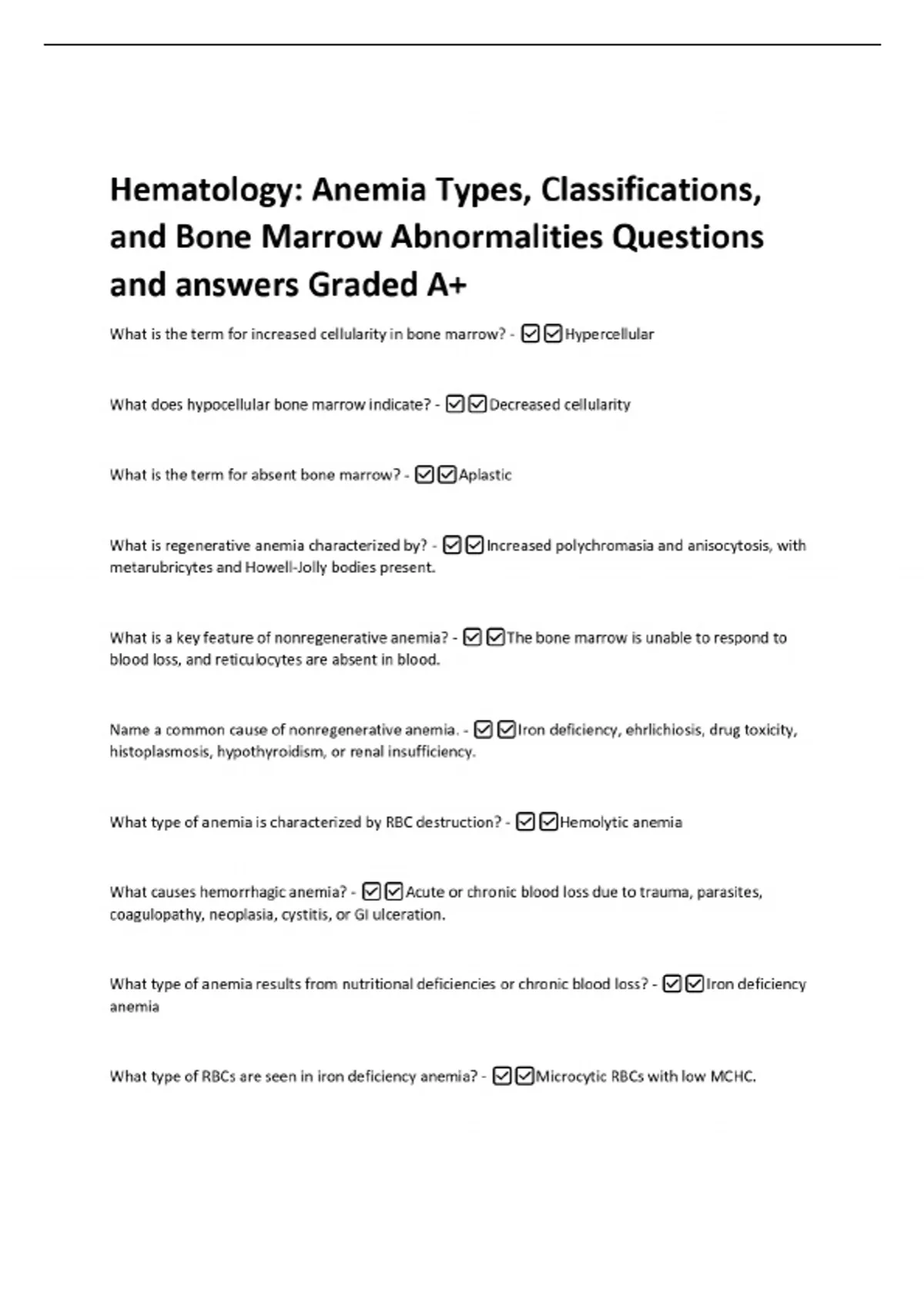 Hematology: Anemia Types, Classifications, and Bone Marrow ...