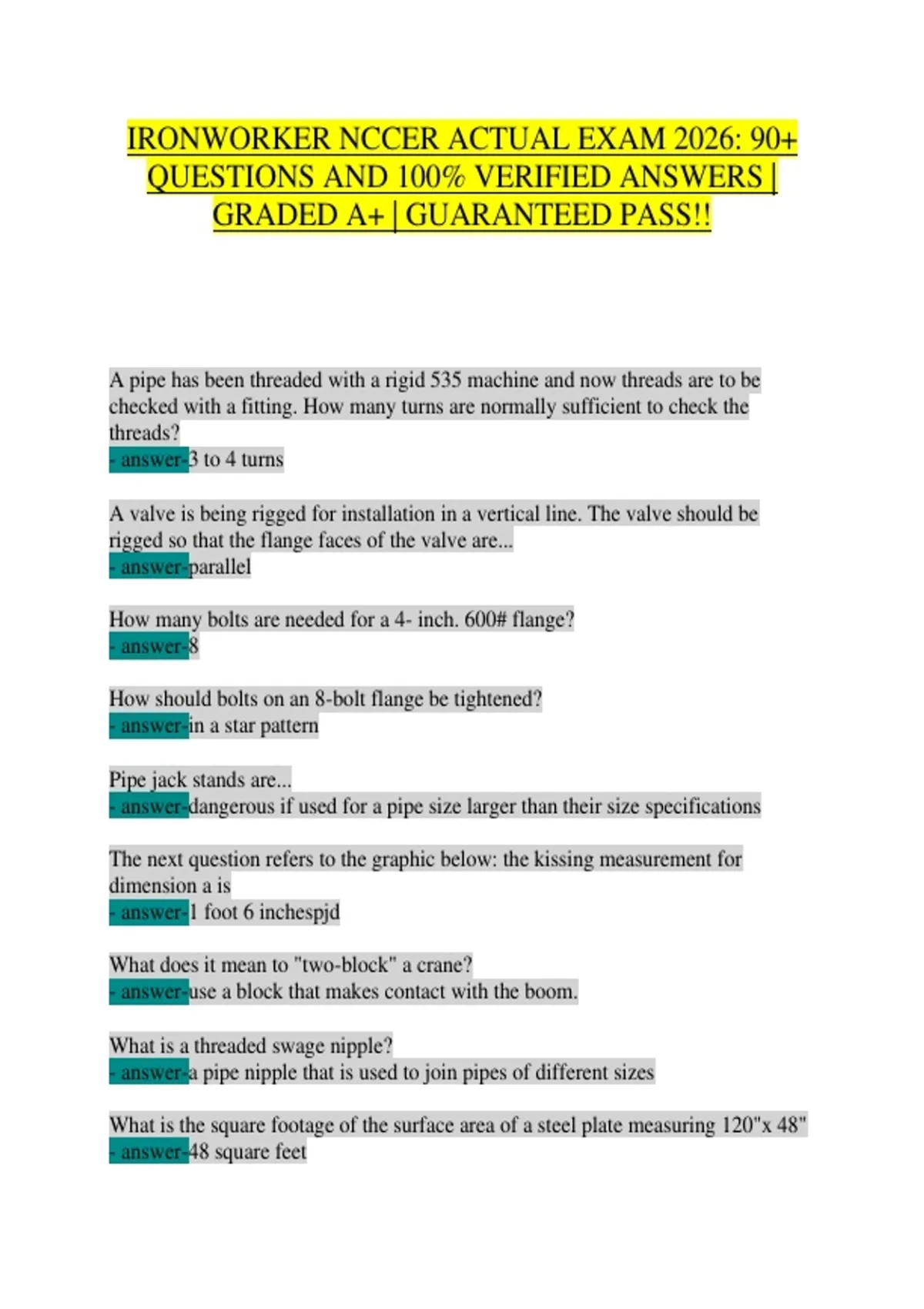 NCCER Ironworker Certification Exam 2026: Actual Test Questions ...