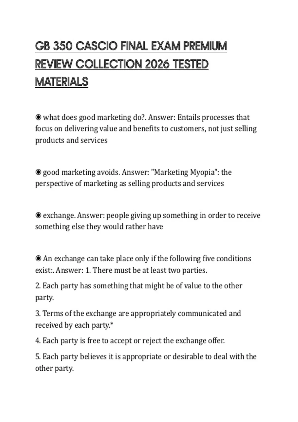 GB 350 CASCIO FINAL EXAM PREMIUM REVIEW COLLECTION 2026 TESTED ...