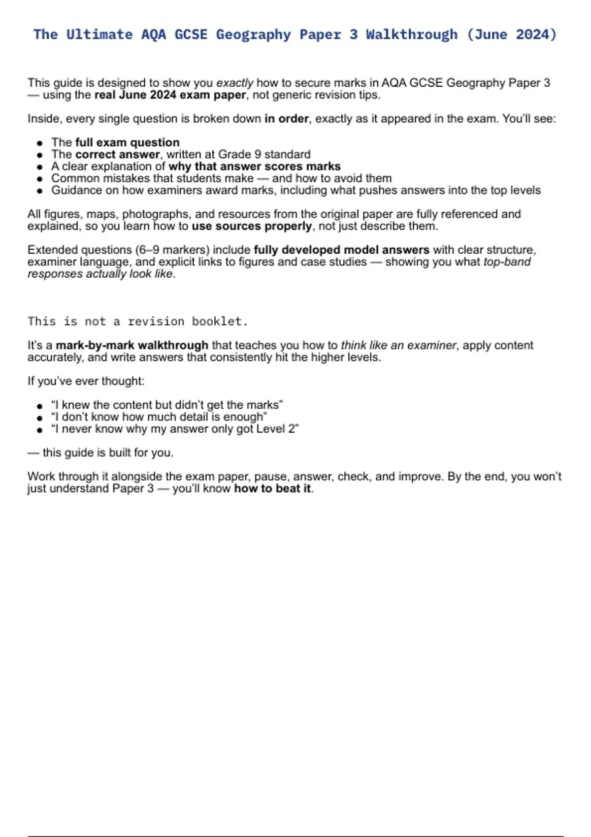 AQA GCSE Geography (8035) Paper 3 – Geographical Applications, AQA ...