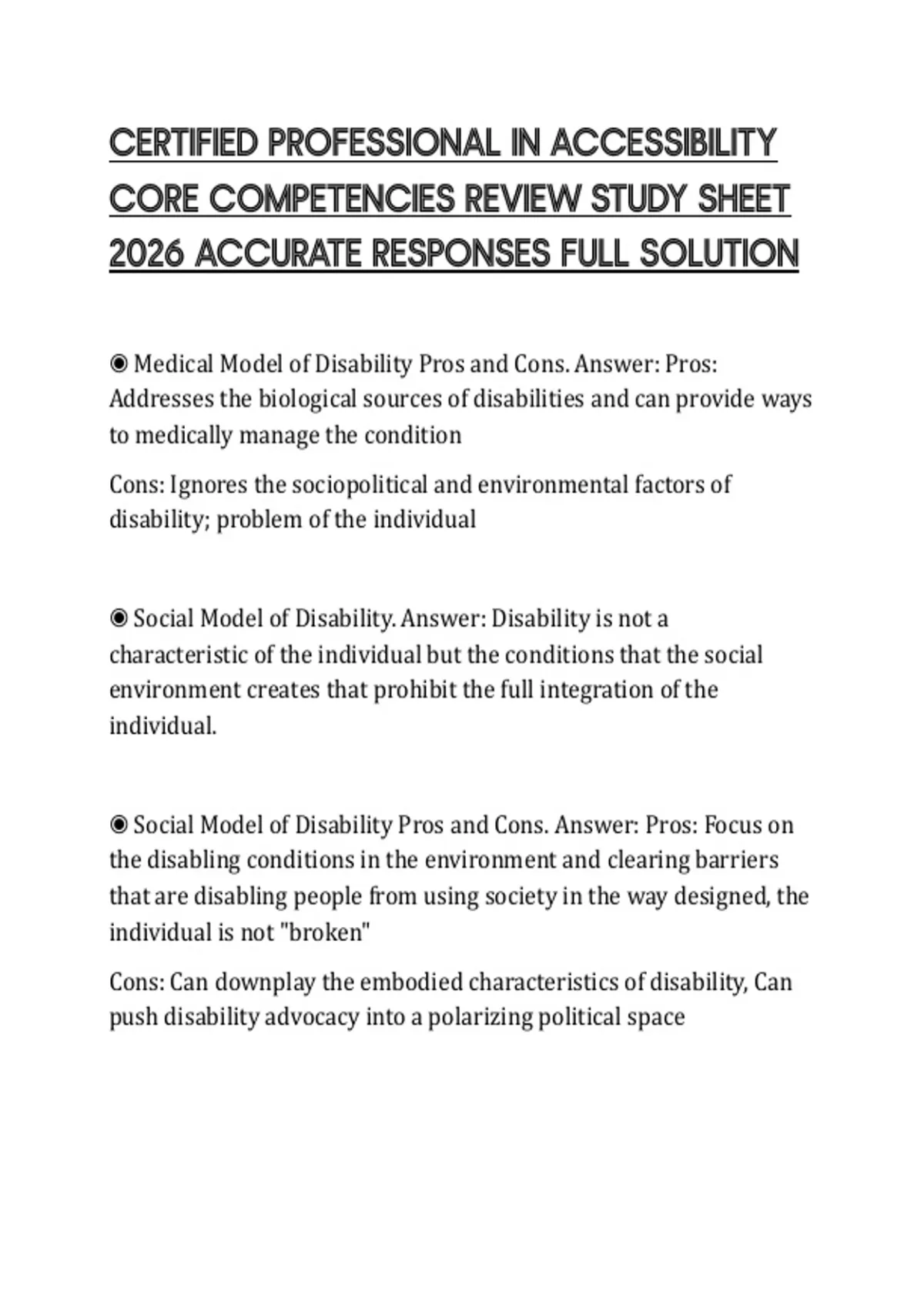 CERTIFIED PROFESSIONAL IN ACCESSIBILITY CORE COMPETENCIES REVIEW STUDY ...