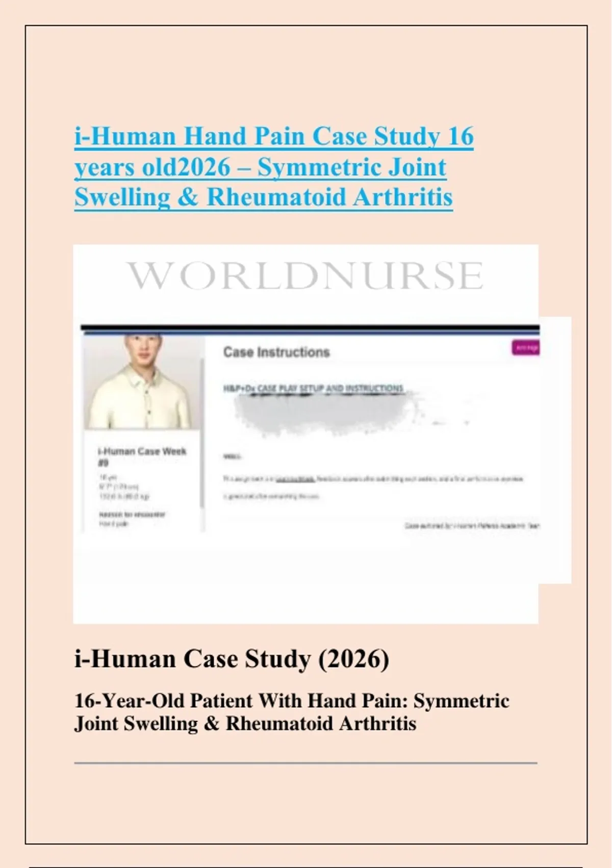 i-Human Case Study (2026): 16-Year-Old Female With Hand Pain, Symmetric ...