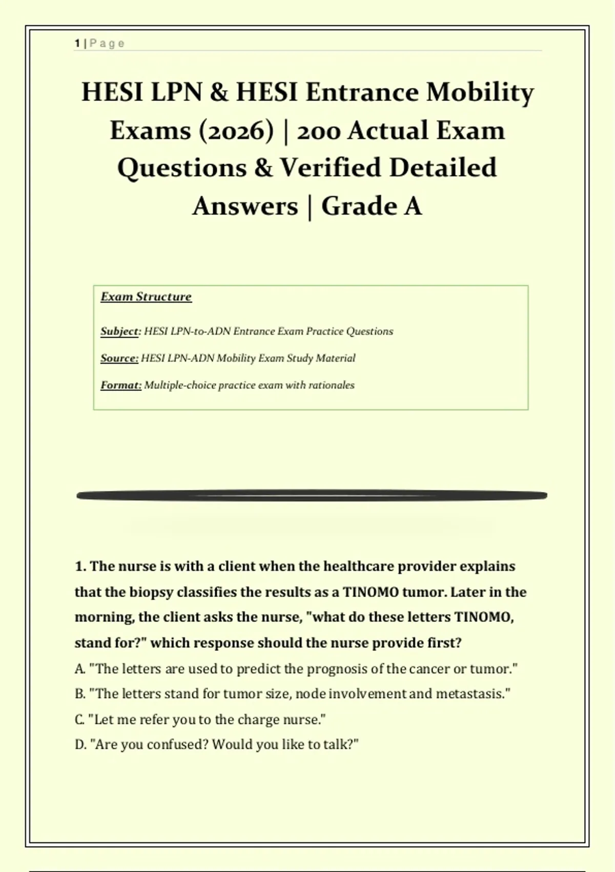 HESI LPN & HESI Entrance Mobility Exams (2026) | 200 Actual Exam ...