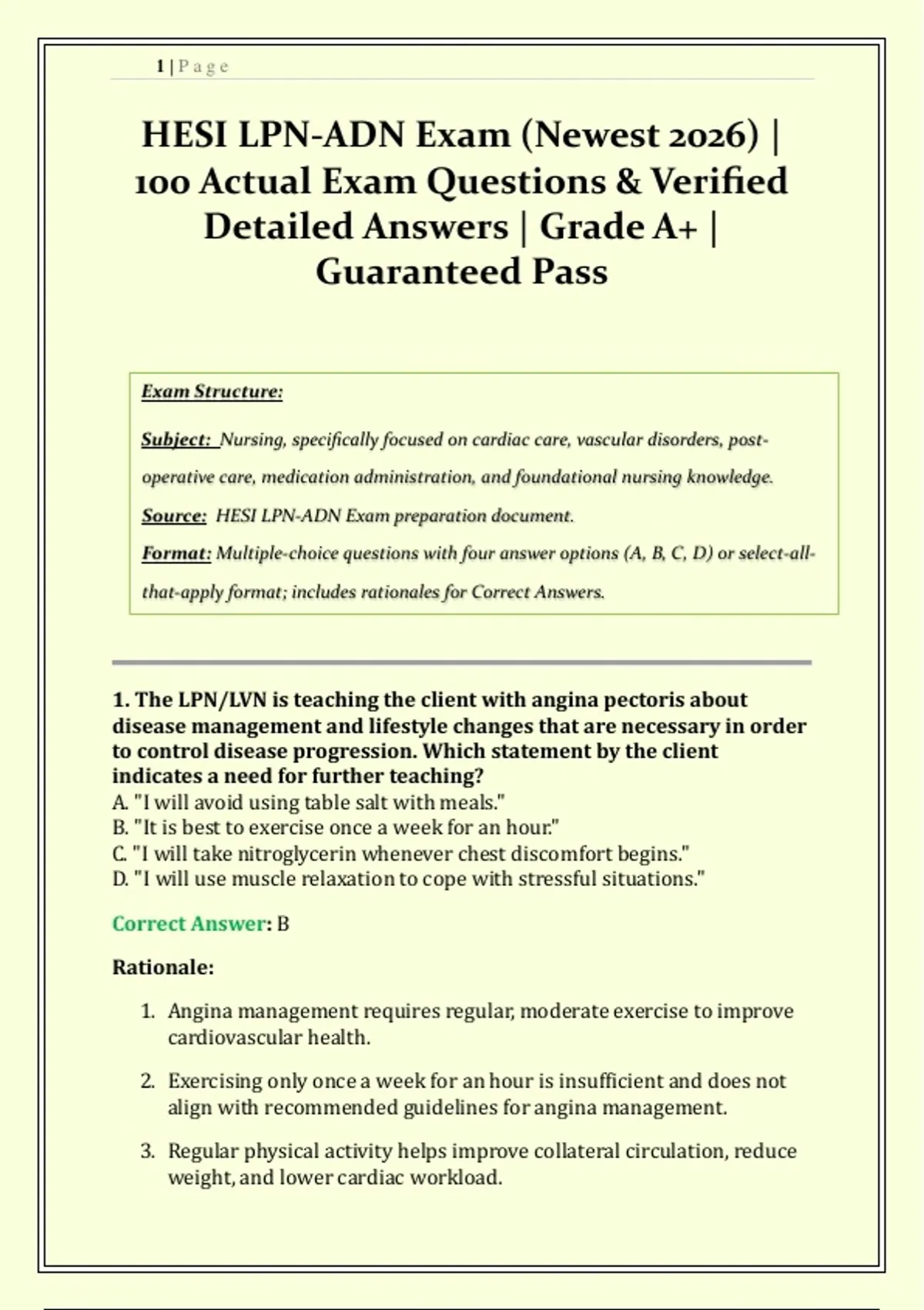 HESI LPN-ADN Exam (Newest 2026) | 100 Actual Exam Questions & Verified ...