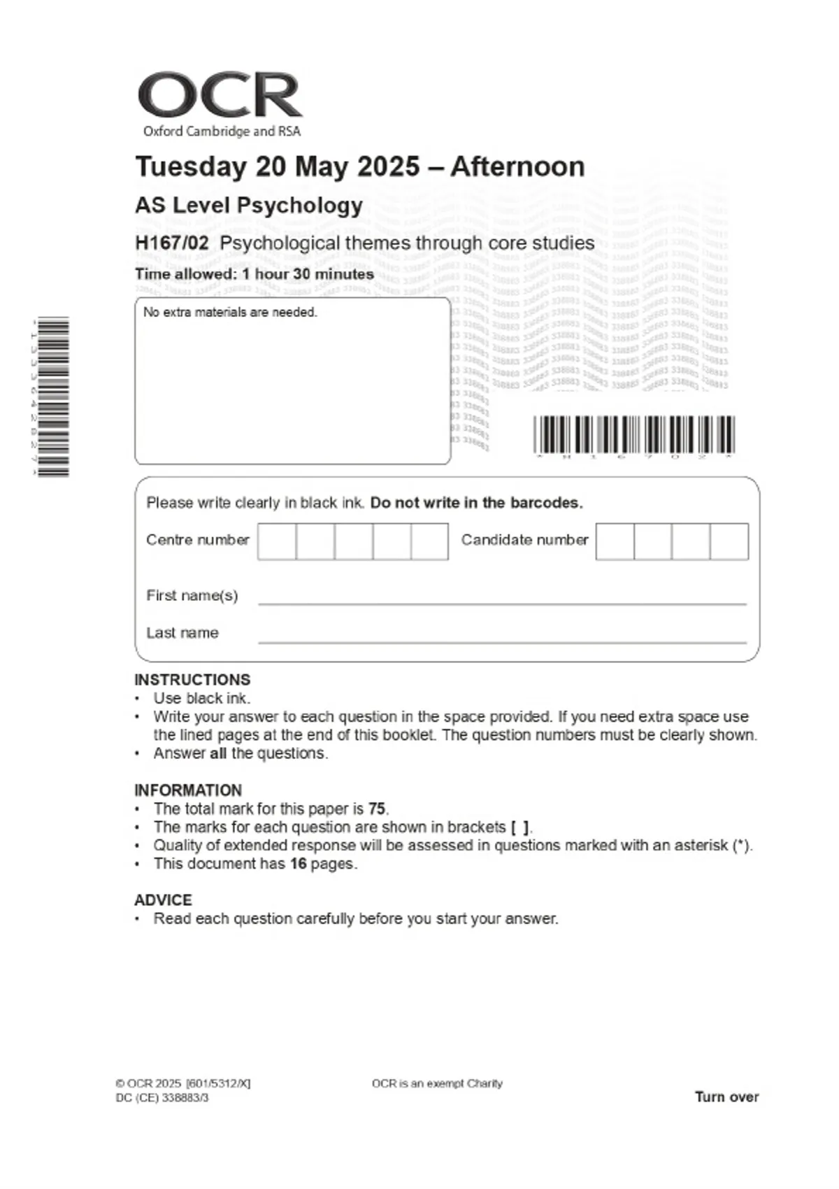 Package Deal-::2025 OCR AS Level Psychology (PAPER 1 & 2) Psychological ...