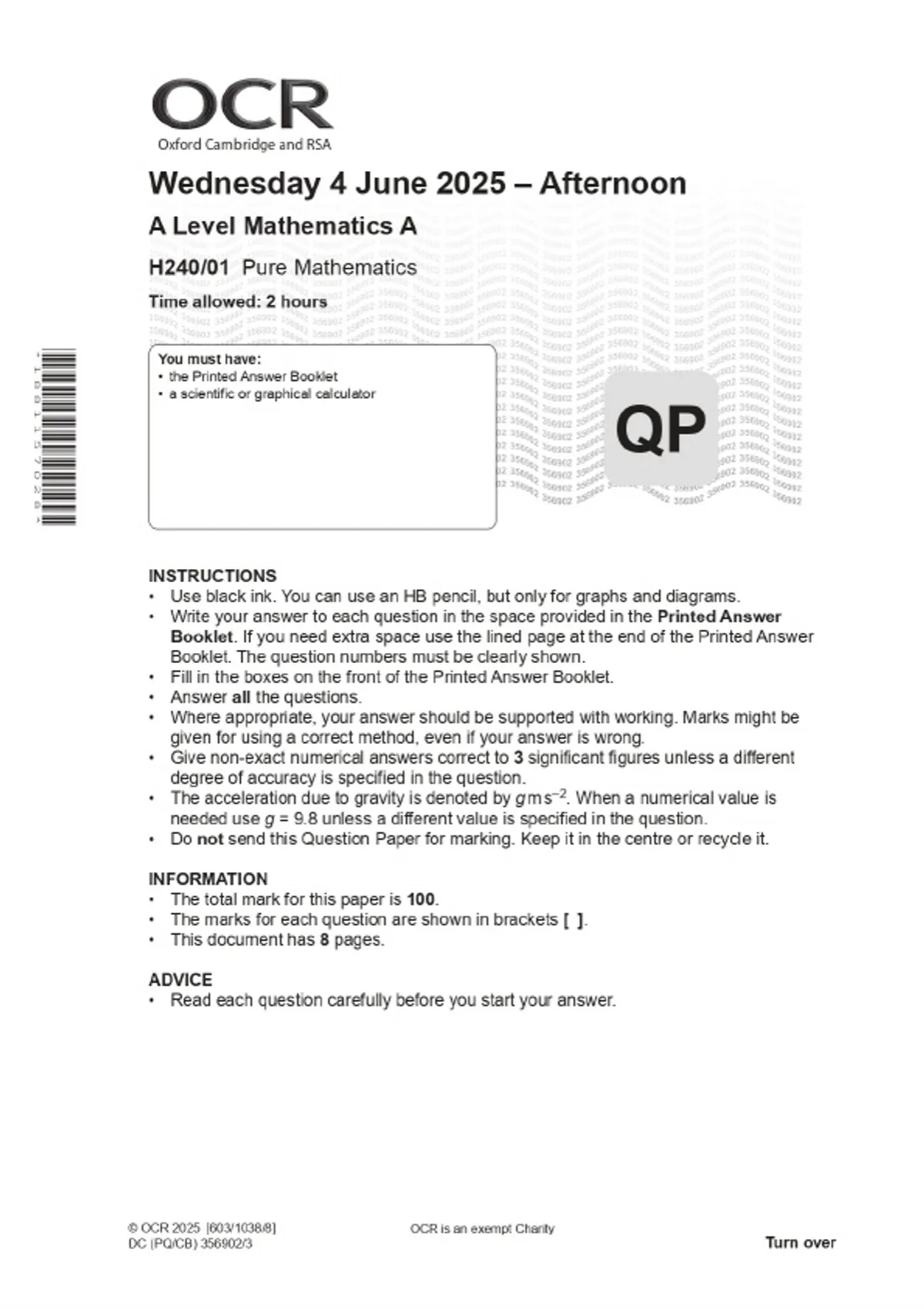 Package Deal-::2025 OCR A Level Mathematics A (PAPER 1-3) Pure ...