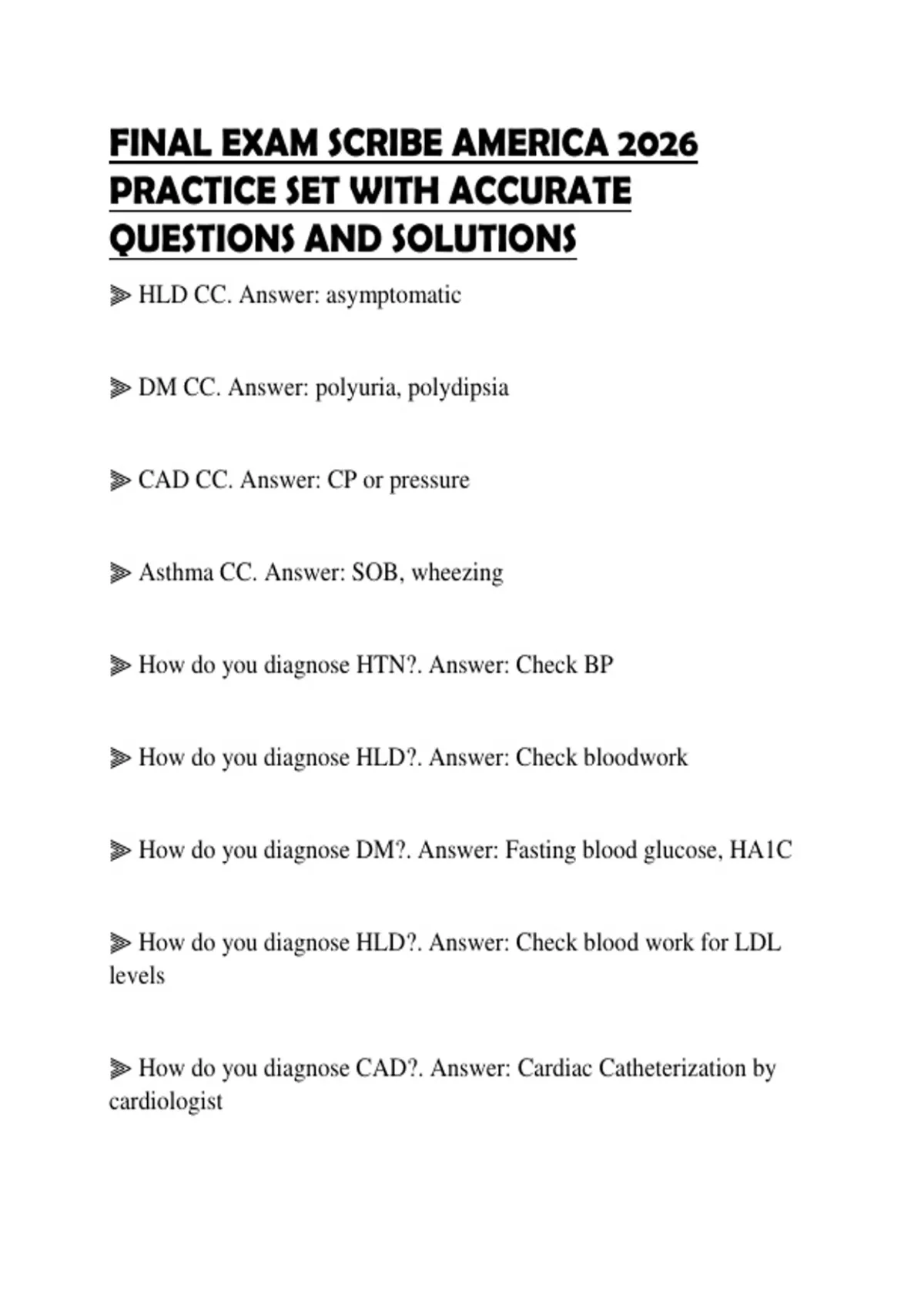 FINAL EXAM SCRIBE AMERICA 2026 PRACTICE SET WITH ACCURATE QUESTIONS AND ...