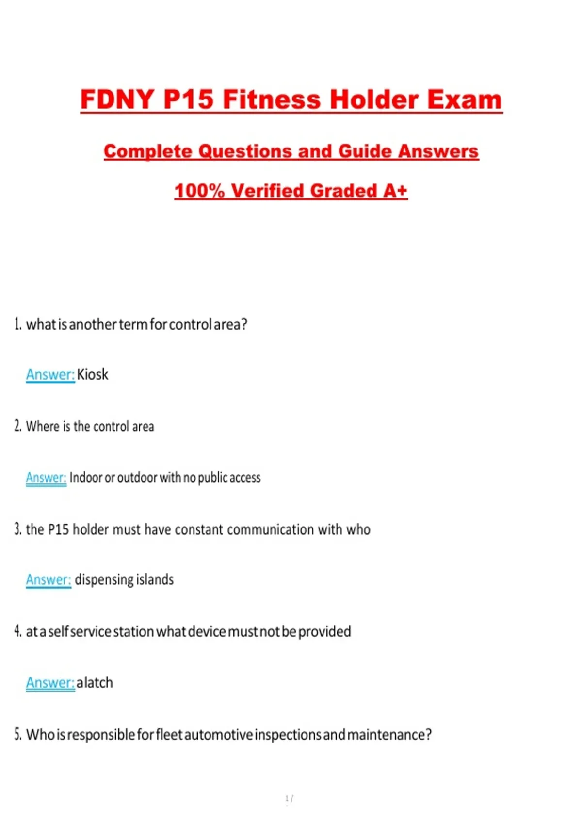 P15 Fitness Holder Exam 2026 | Questions with 100% Correct Answers ...