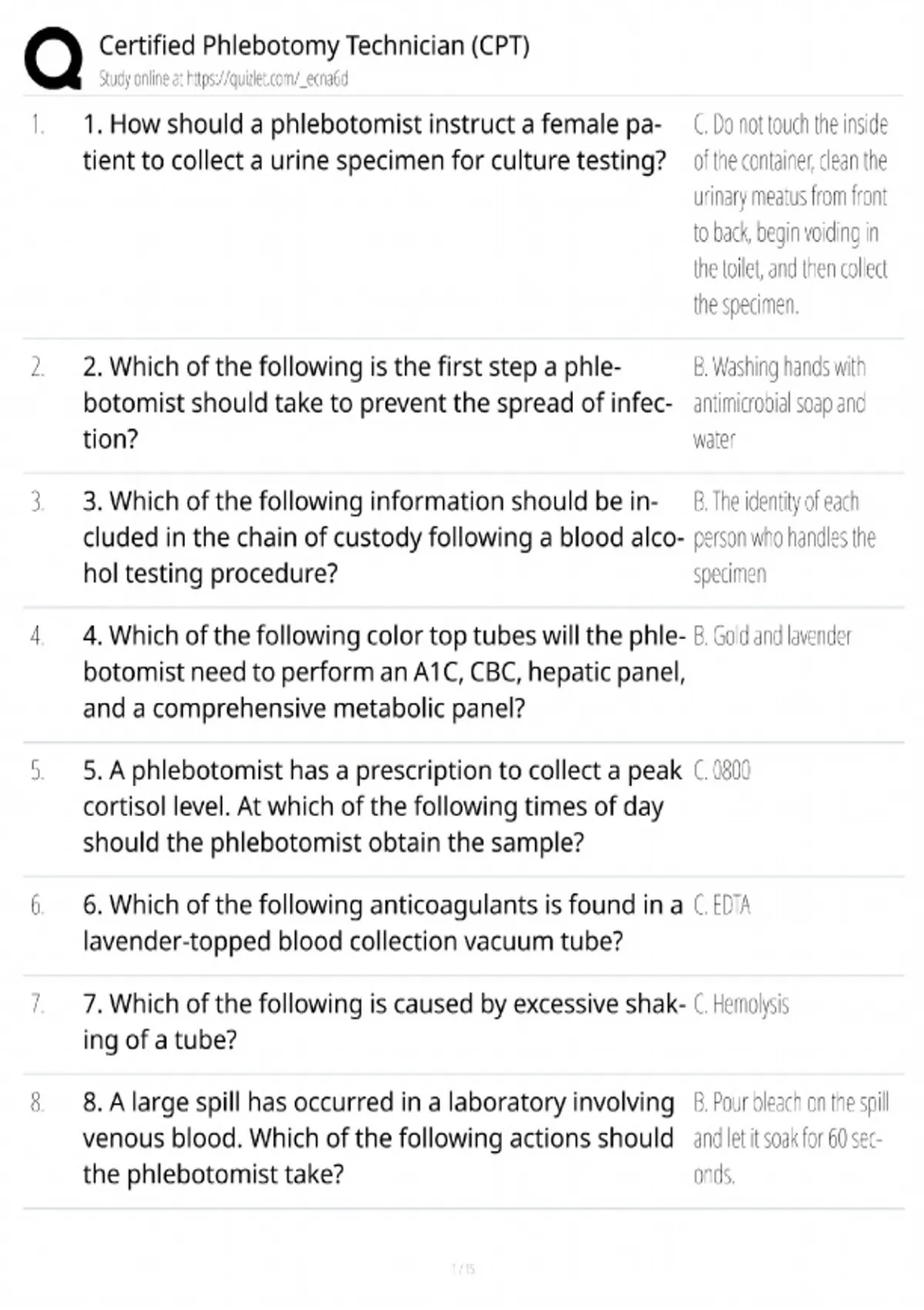 Certified Phlebotomy Technician CPT / NHA & ASCP Exam Prep / Study ...