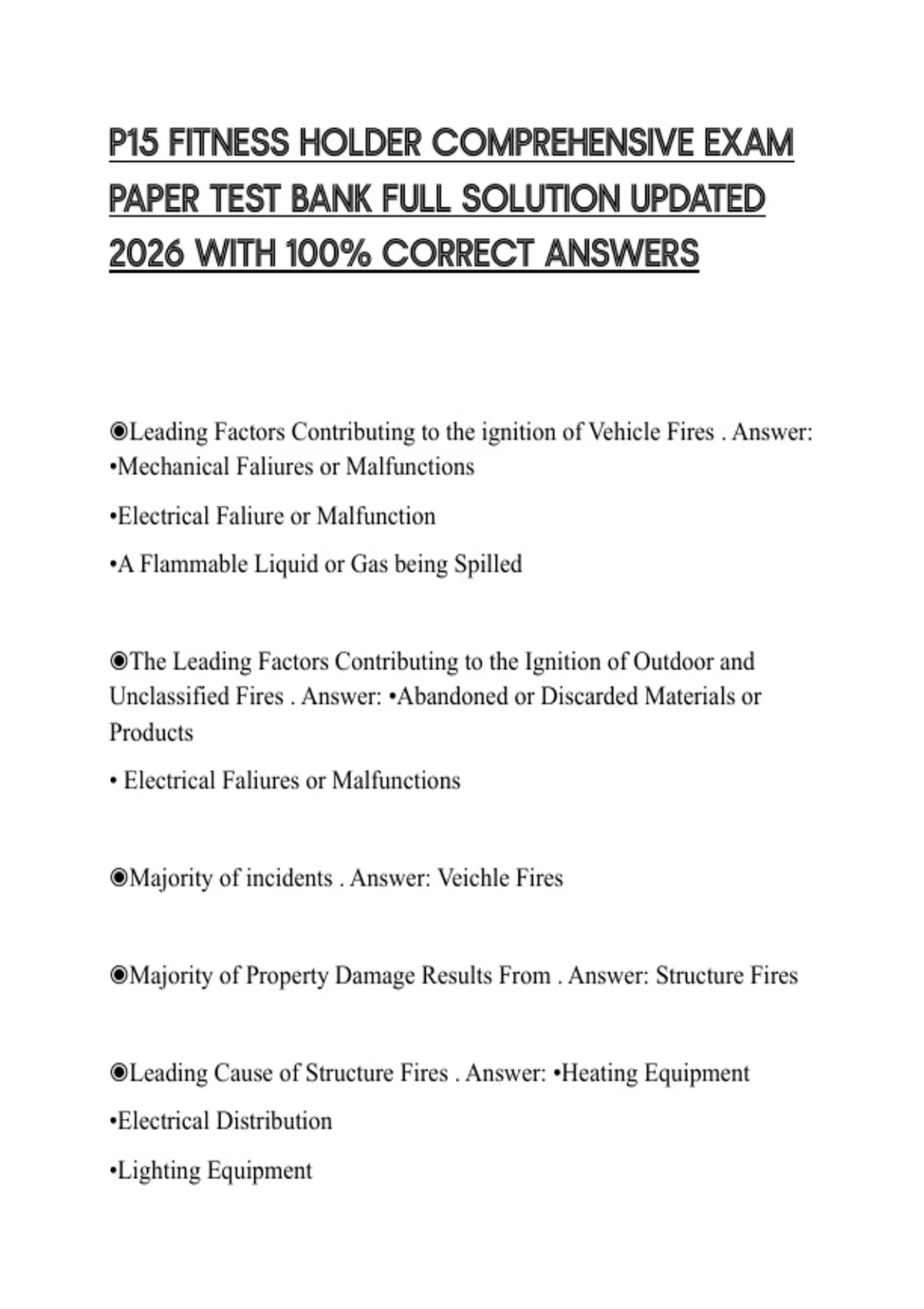 P15 FITNESS HOLDER COMPREHENSIVE EXAM PAPER TEST BANK FULL SOLUTION ...