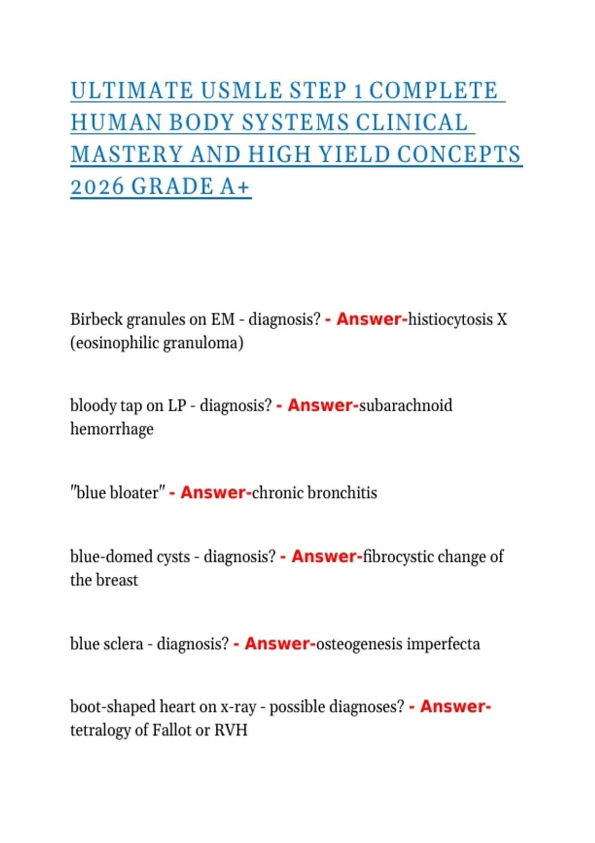 ULTIMATE USMLE STEP 1 COMPLETE HUMAN BODY SYSTEMS CLINICAL MASTERY AND ...