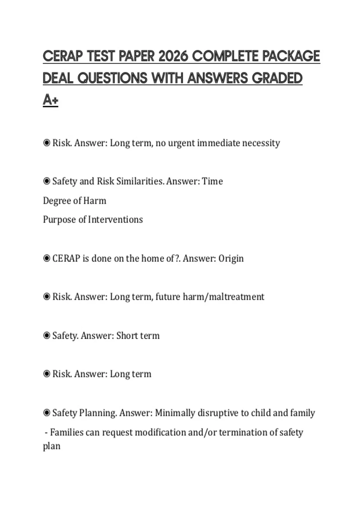 CERAP TEST PAPER 2026 COMPLETE PACKAGE DEAL QUESTIONS WITH ANSWERS ...