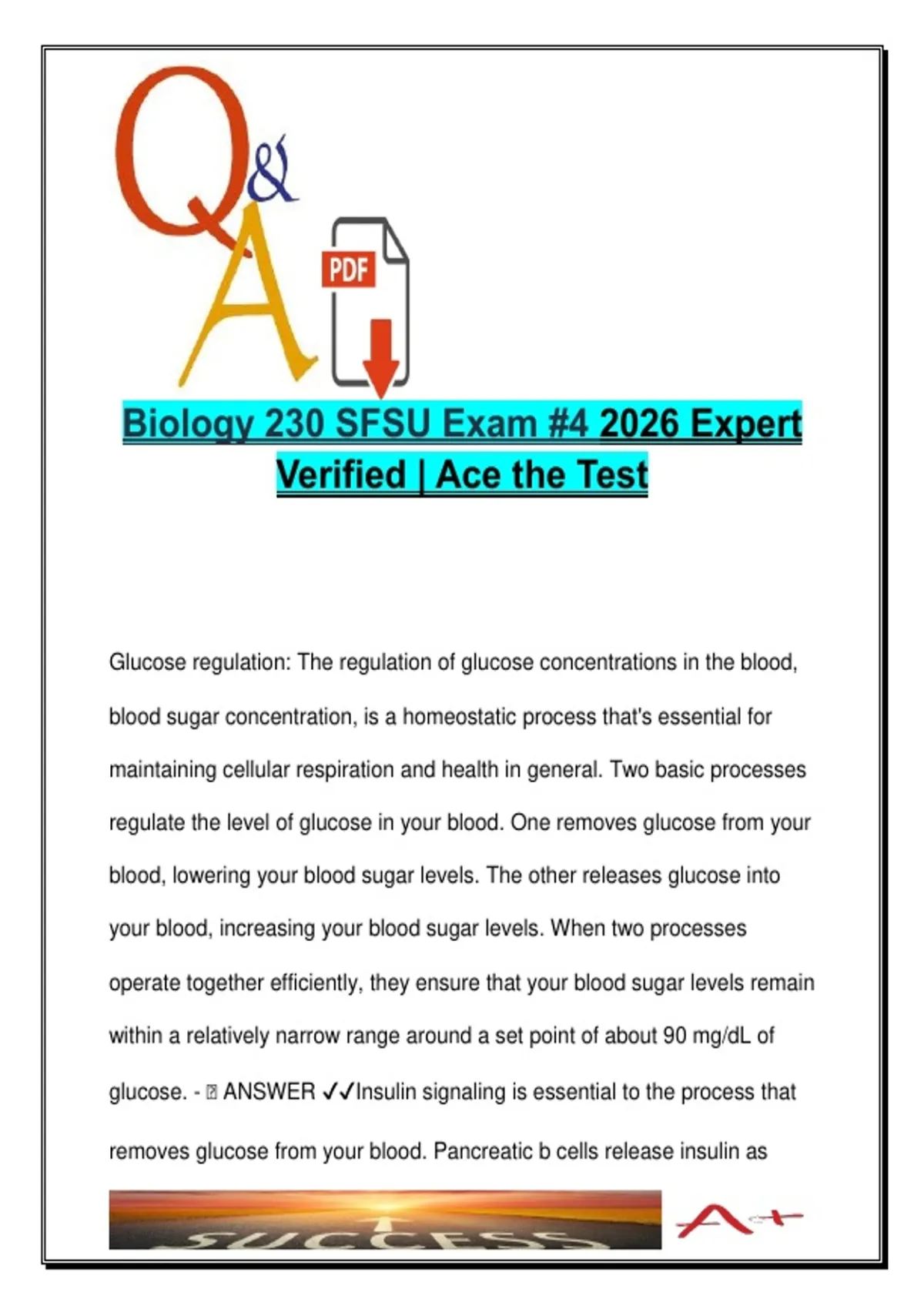 BIO 230 Exam Pack (382 Questions) – Glucose Regulation, Genetics ...