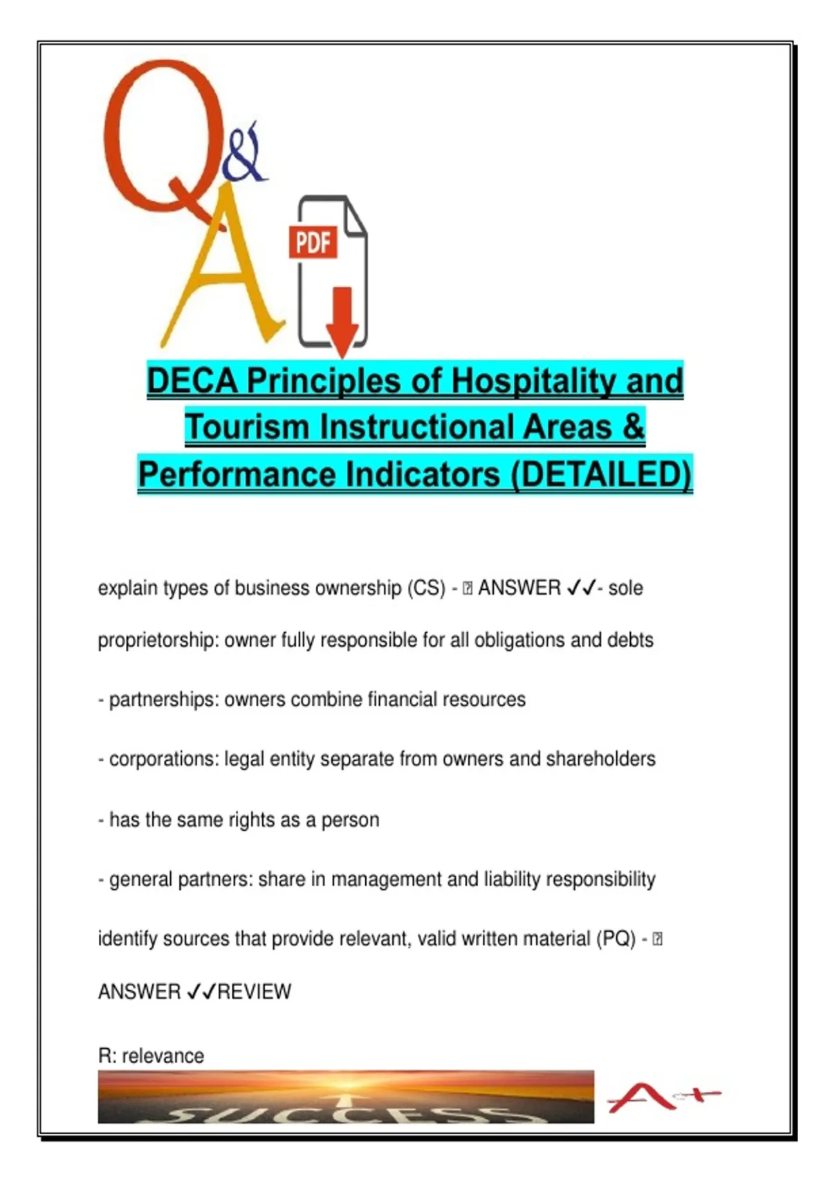 DECA Principles of Hospitality and Tourism – 2026 Instructional Areas ...