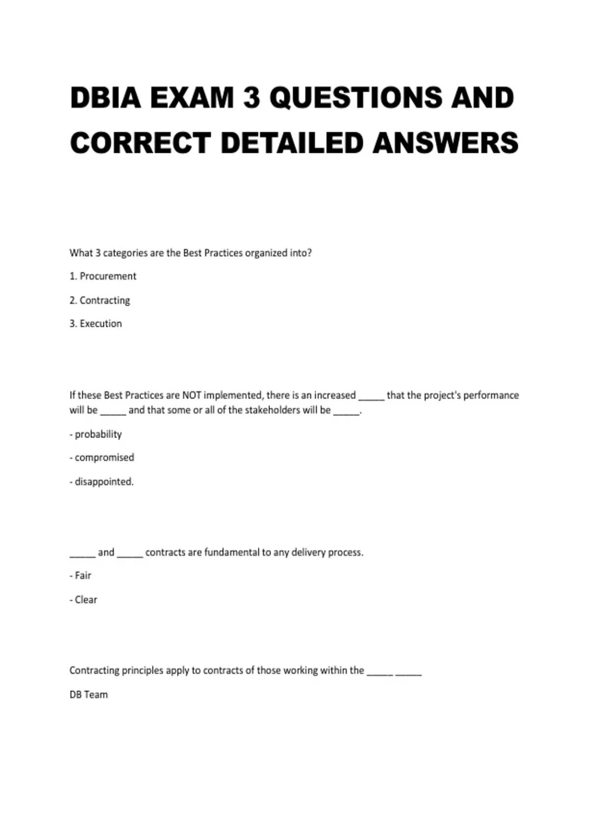 DBIA Exam 3 2025–2026 | Converted Questions with Detailed Correct ...