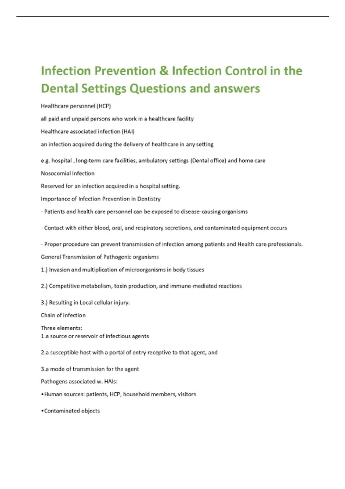 Infection Prevention & Infection Control in the Dental Settings ...