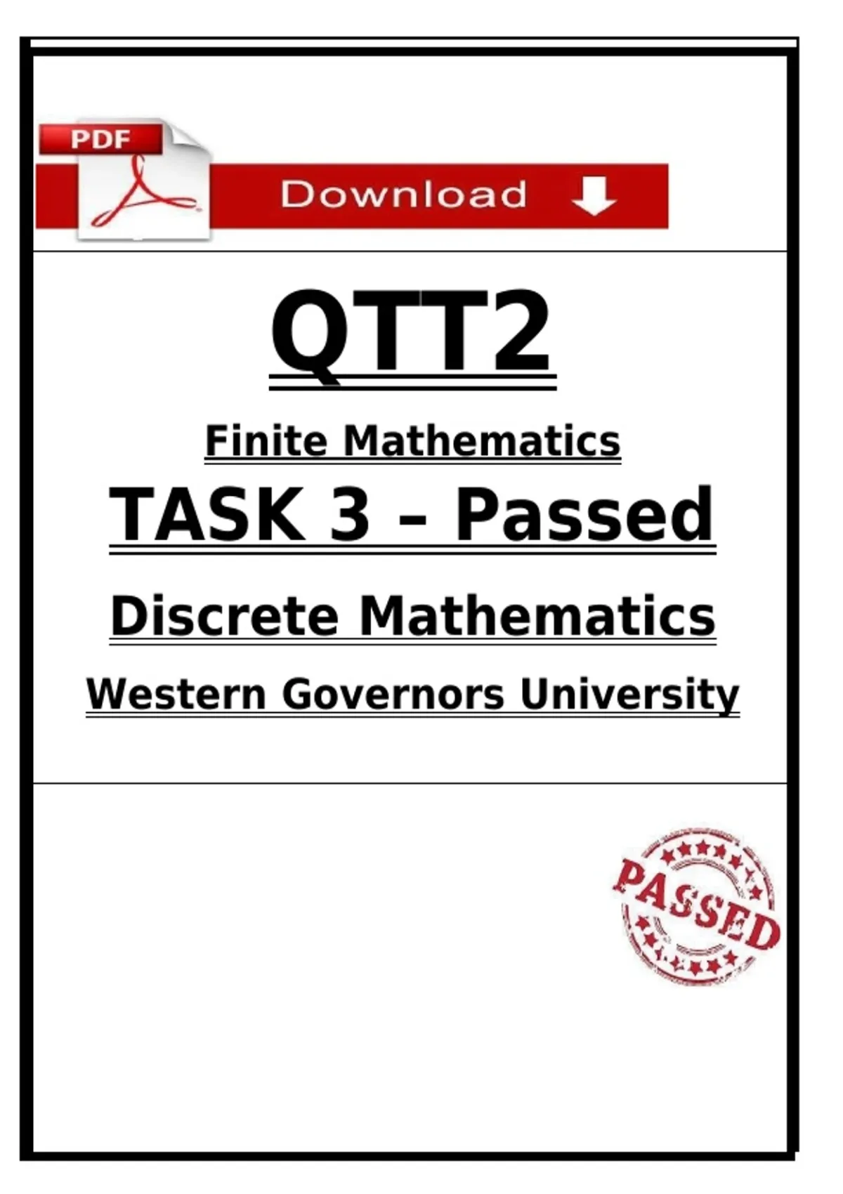 QTT2 Finite Mathematics Task 3 Passed (2026) | Discrete Mathematics WGU ...