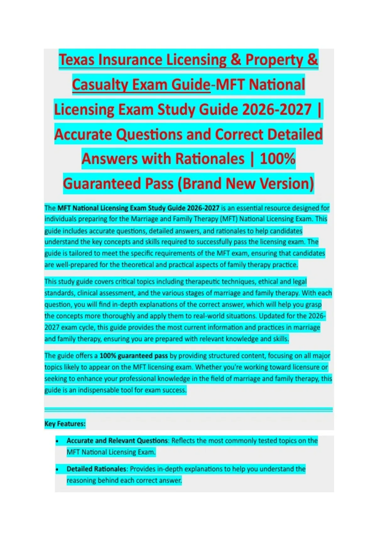 Texas Insurance Licensing - INSURANCE LICENSING EXAM STUDY GUIDE ...
