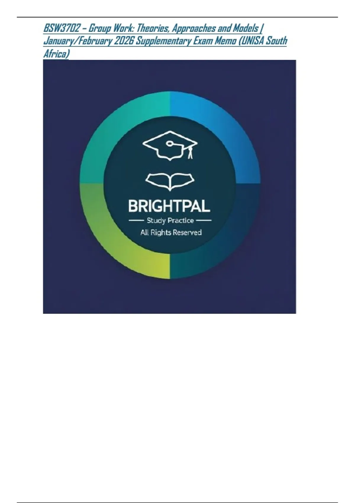 BSW3702 – Group Work: Theories, Approaches and Models | January ...