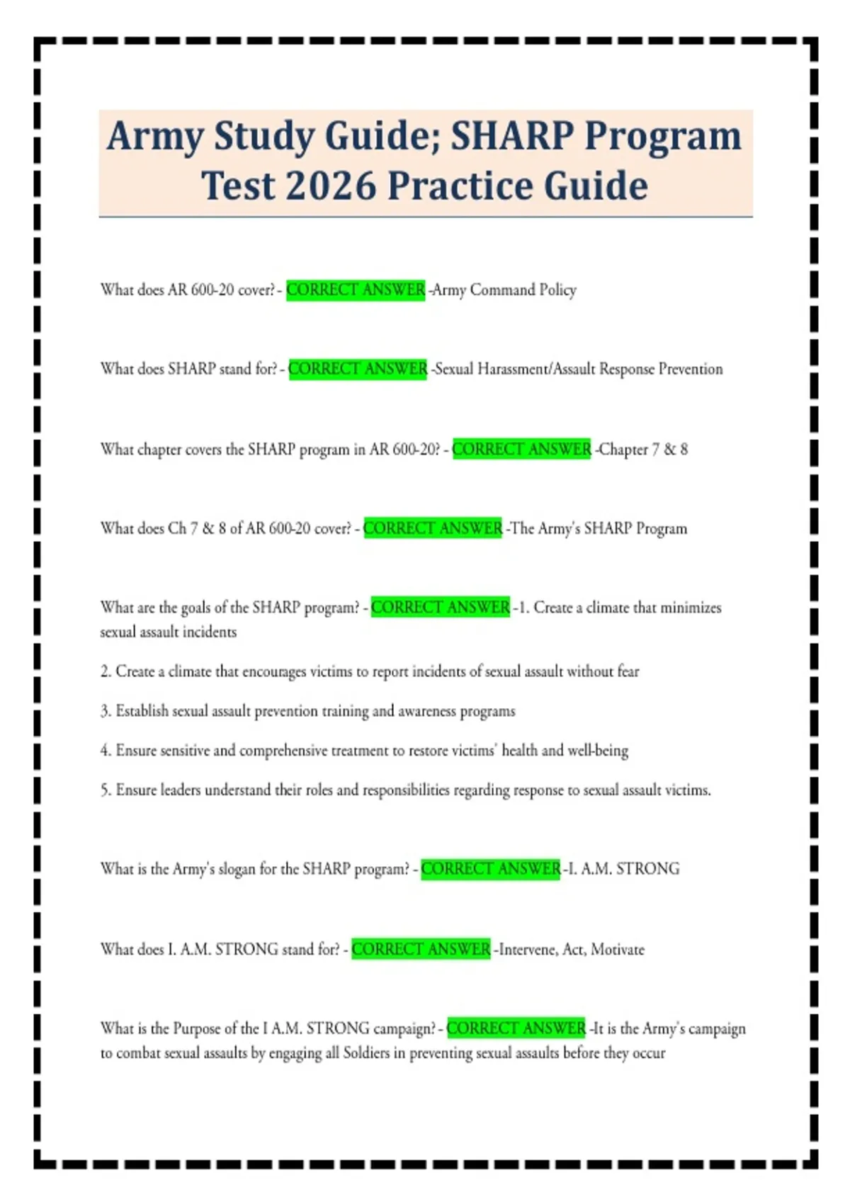 Army Study Guide; SHARP Program Test 2026 Practice Guide - Army Sharp ...