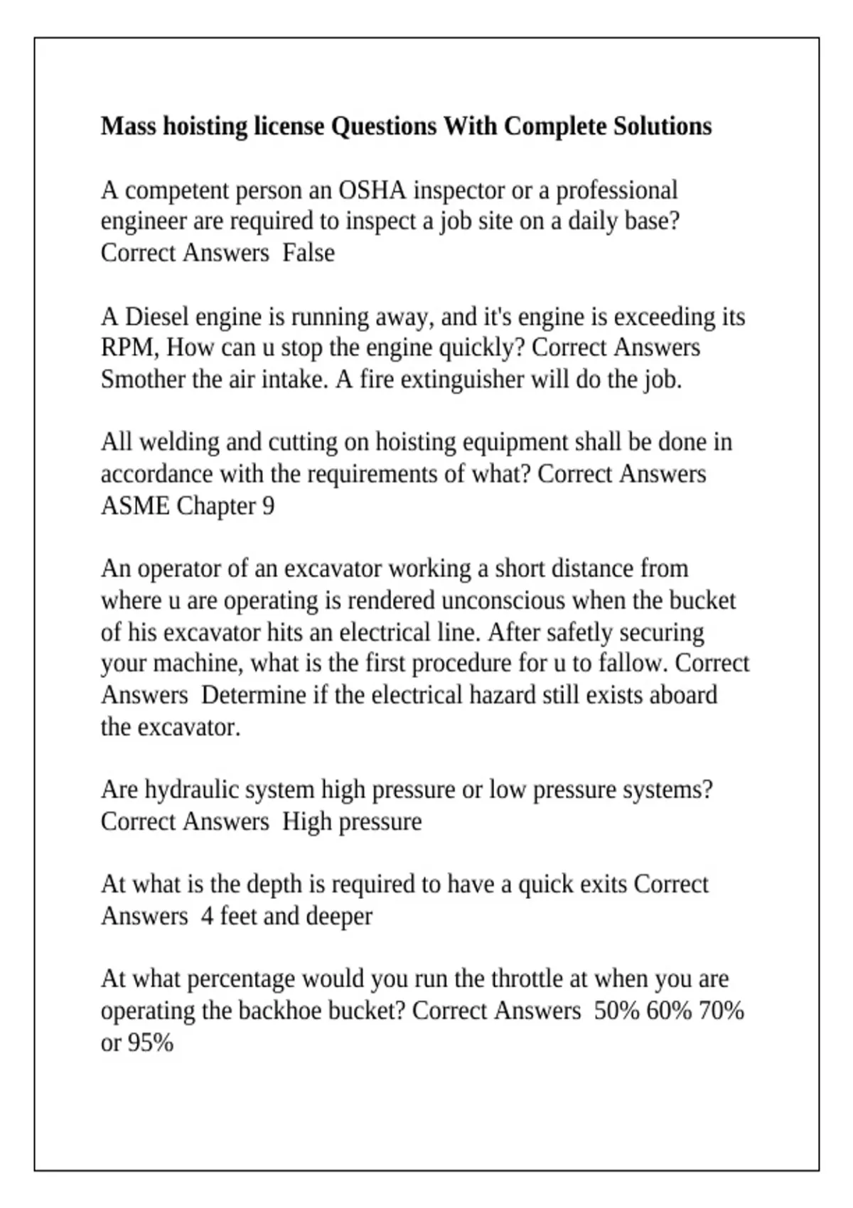 Mass hoisting license Questions With Complete Solutions - Hoisting ...