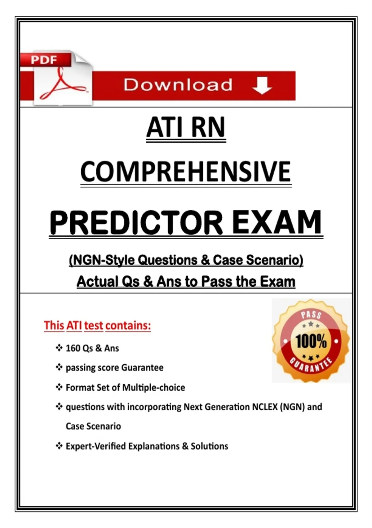 ATI RN COMPREHENSIVE PREDICTOR EXAM (NGN-Style Questions & Case ...