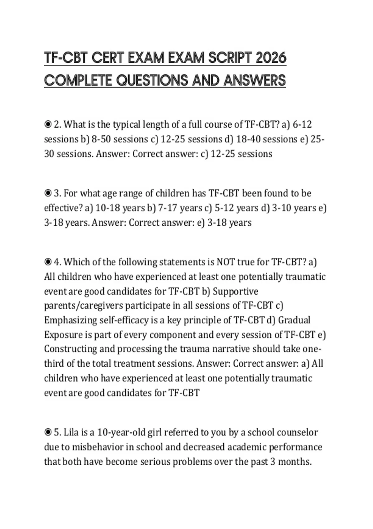 TF-CBT CERT EXAM EXAM SCRIPT 2026 COMPLETE QUESTIONS AND ANSWERS - TF ...
