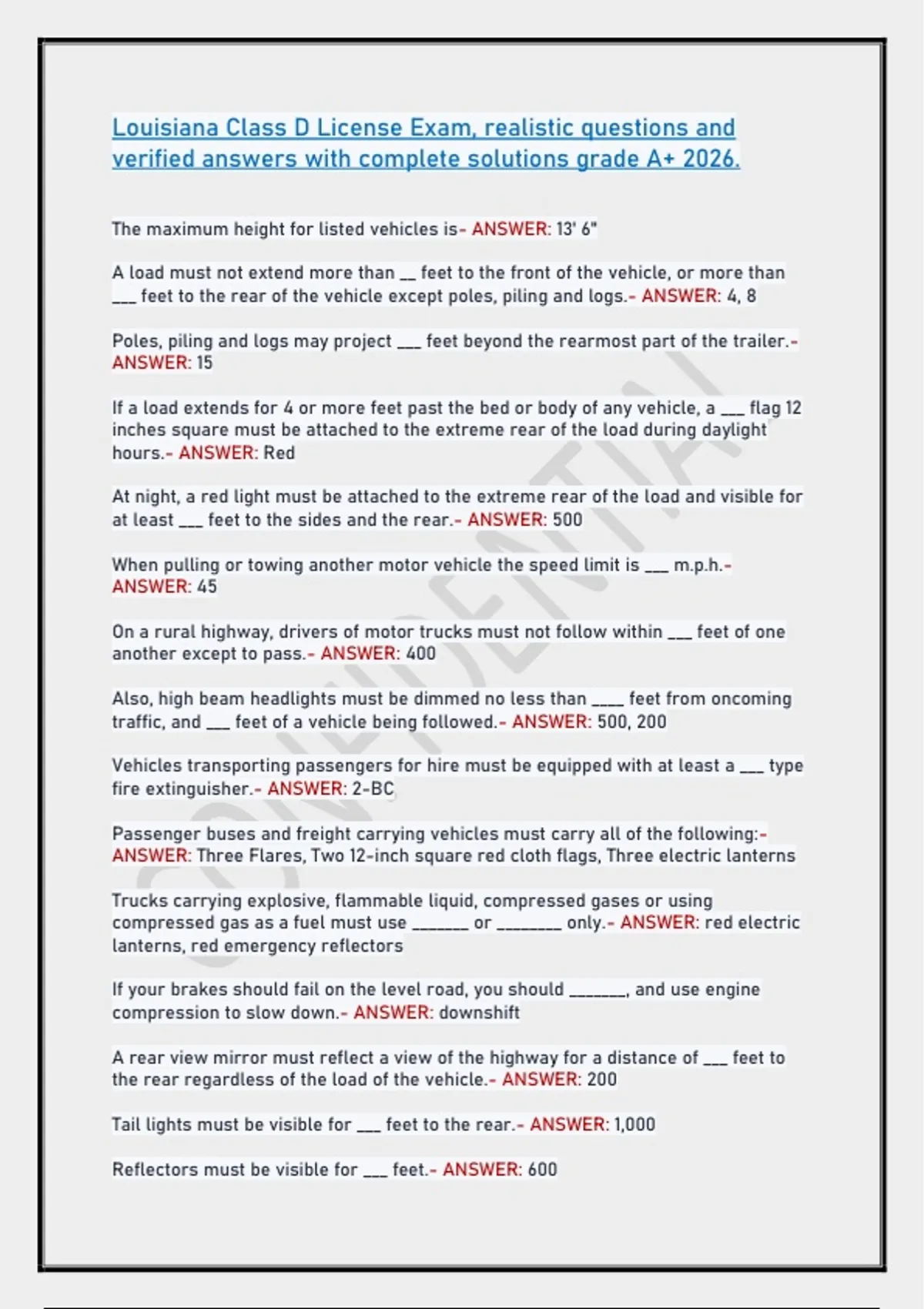 Louisiana Class D License Exam, realistic questions and verified ...