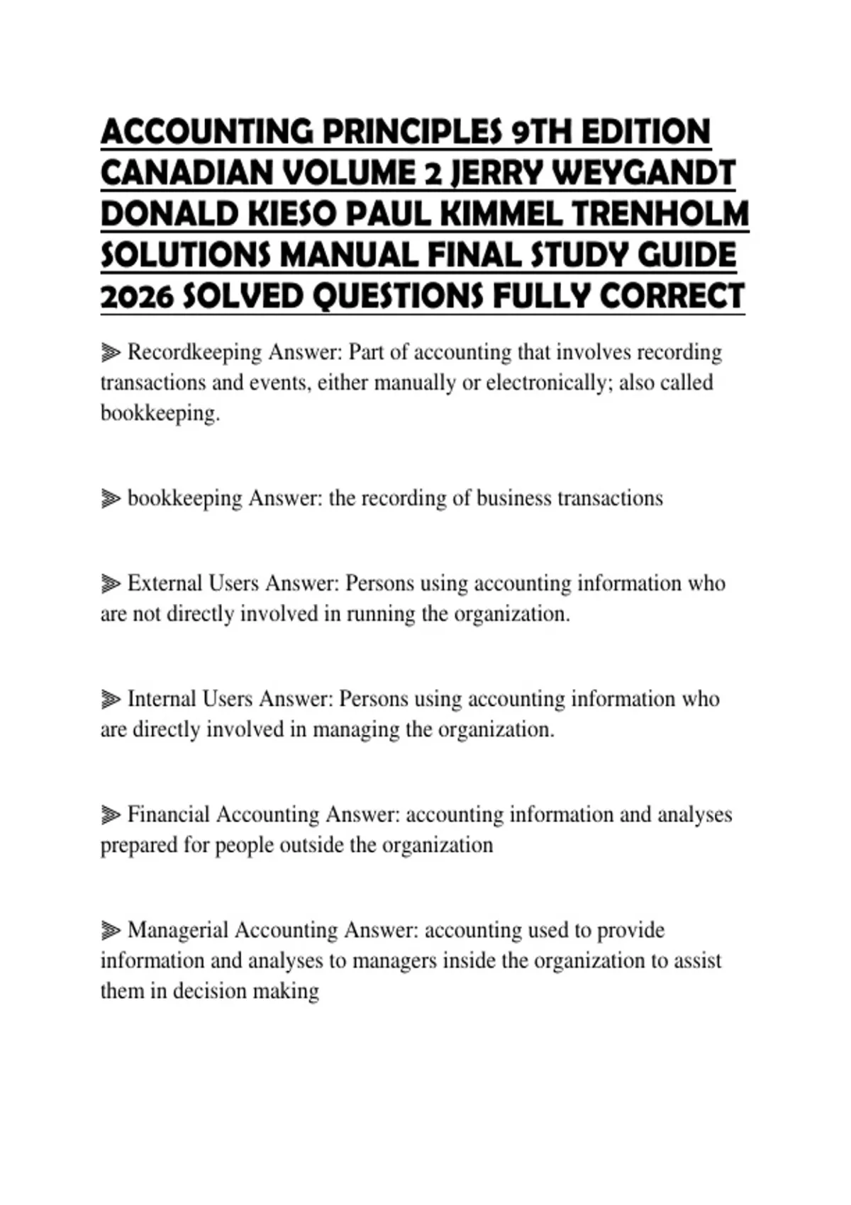 ACCOUNTING PRINCIPLES 9TH EDITION CANADIAN VOLUME 2 JERRY WEYGANDT ...